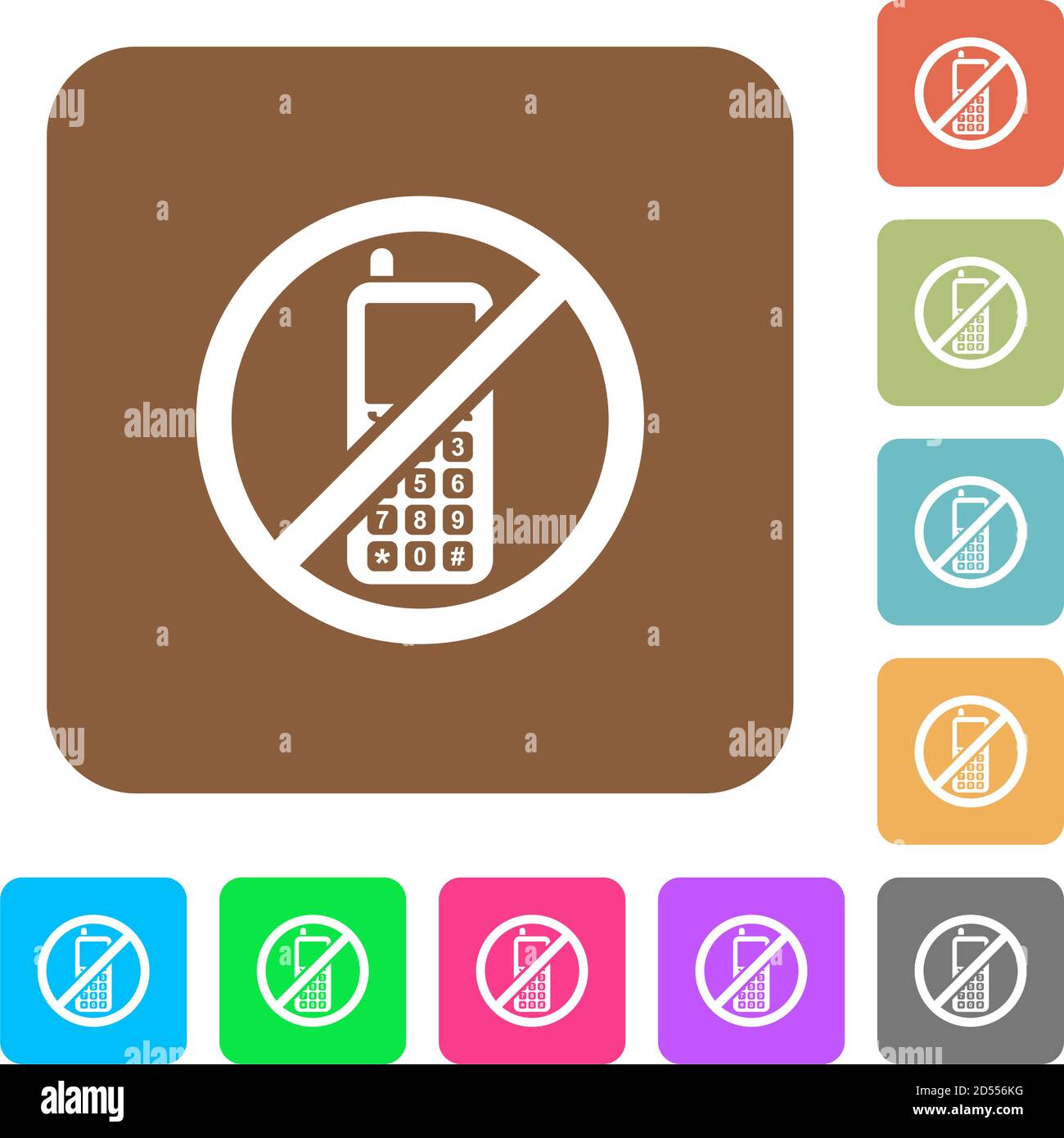 Cellphone not allowed flat icons on rounded square vivid color ...