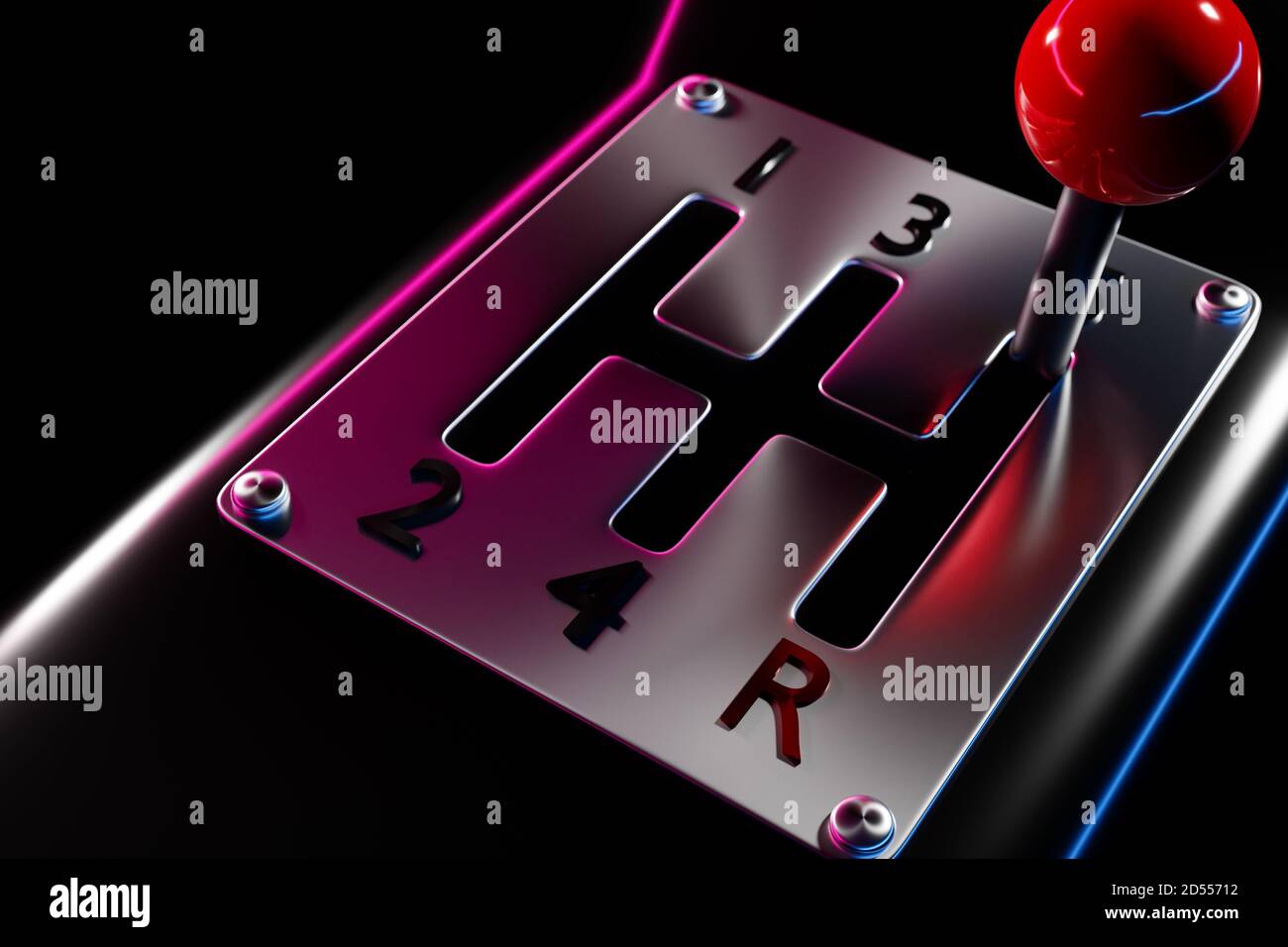 Close up of the manual gearbox transmission handle. Accelerator handle ...