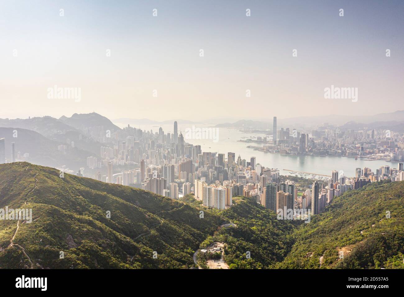 Aerial view over hong kong evening hi-res stock photography and images ...