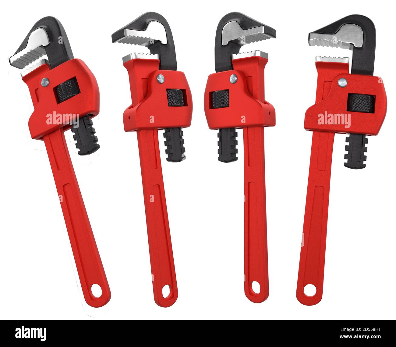 Set of adjustable pipe wrenchs, spanner or plumbing tool isolated on ...
