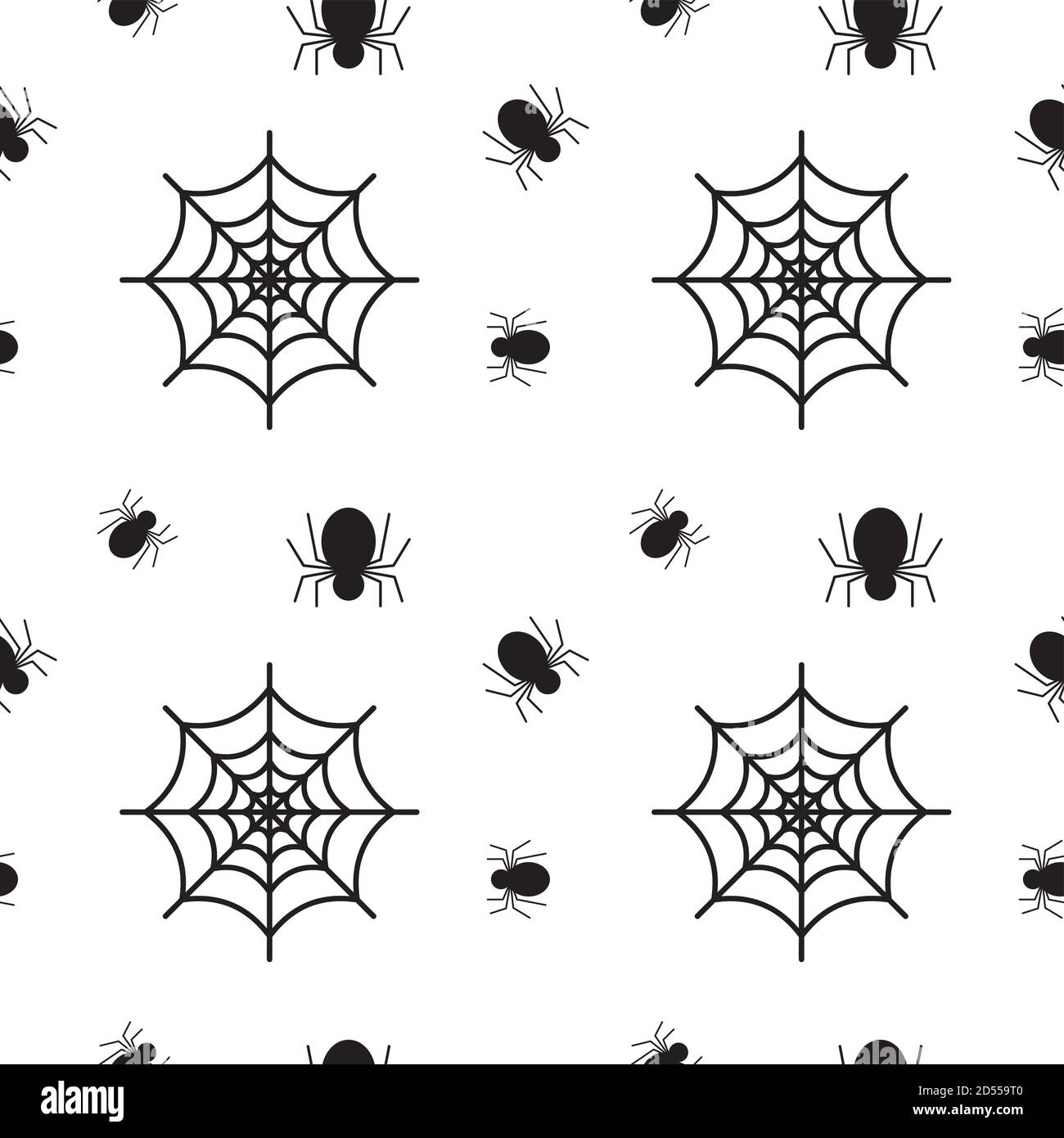 Black Spider and cobweb texture on white color background. Seamless ...
