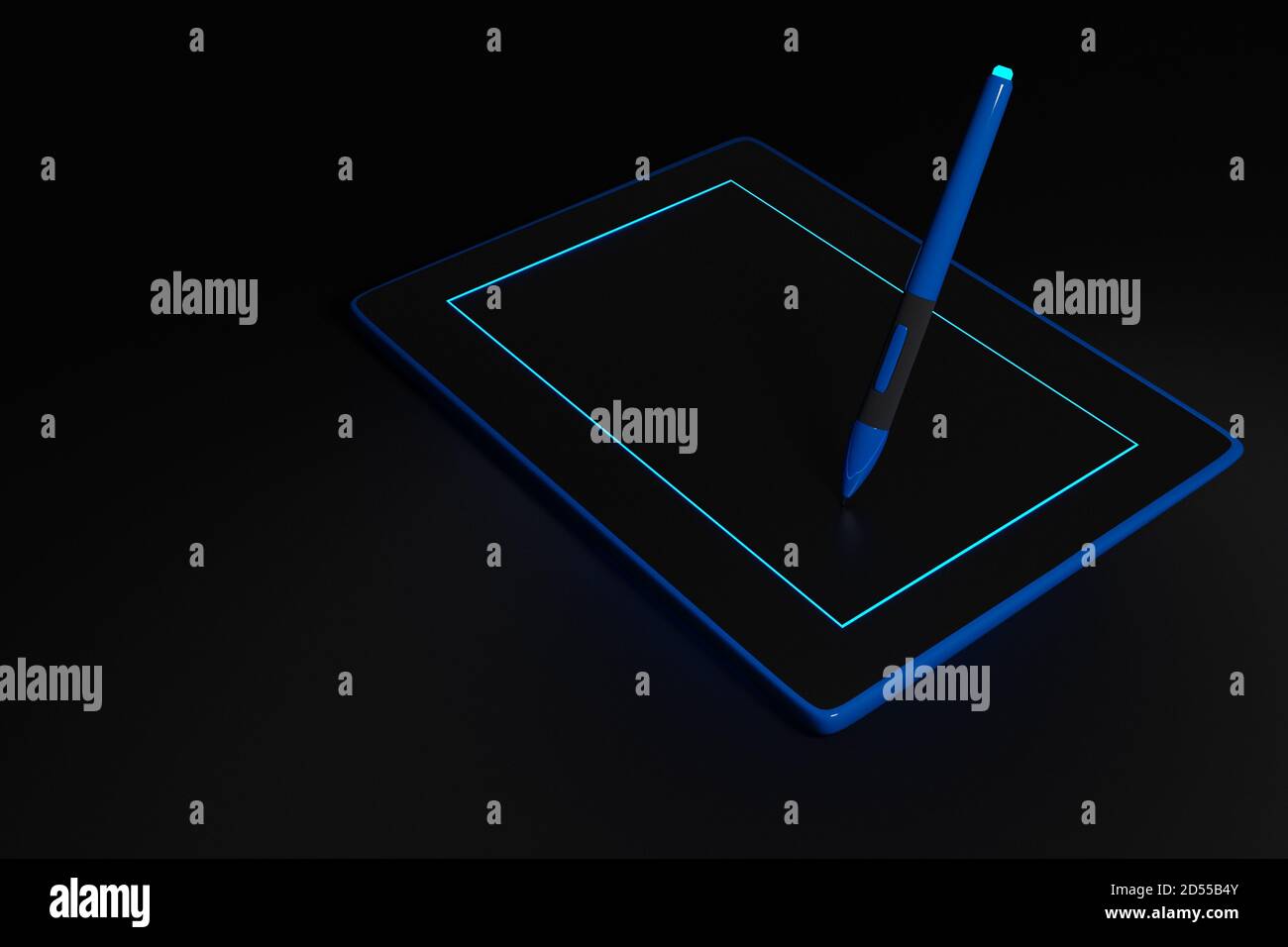 3D illustration Pen tablet . Electronic office design device. Mockup ...