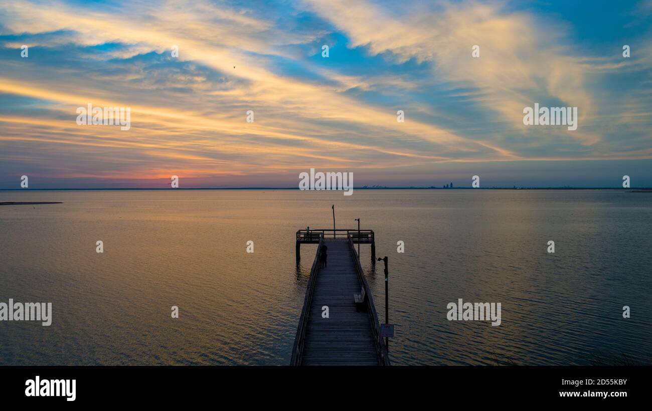 Autumn sunset on Mobile Bay Stock Photo - Alamy