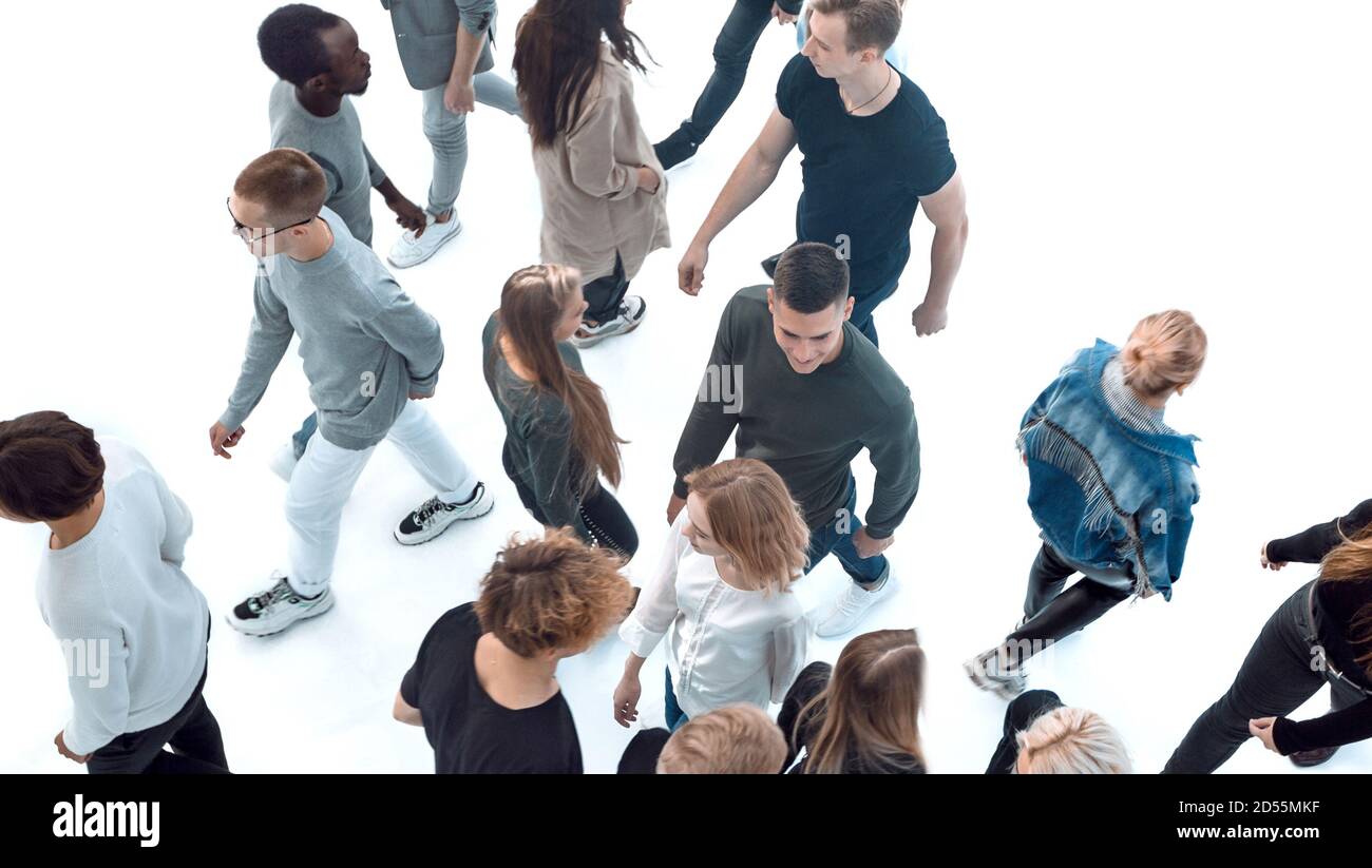 top view . modern young people walking in opposite directions Stock ...