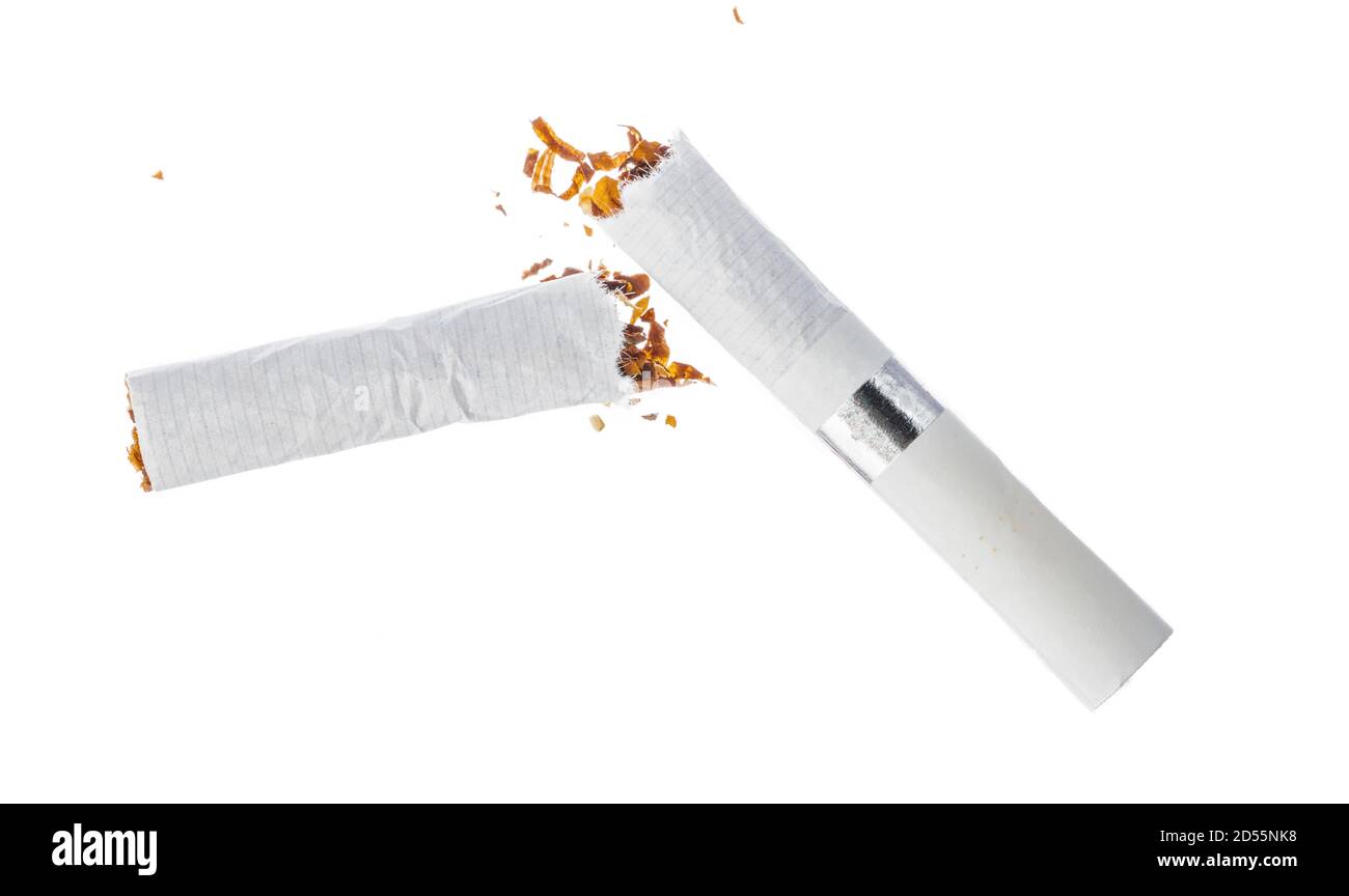 Damaged unlit cigarette isolated on white background Stock Photo - Alamy