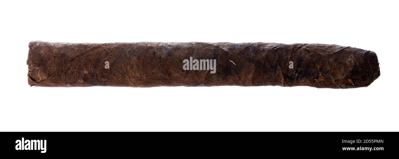 One hand rolled cigar isolated on white Stock Photo - Alamy