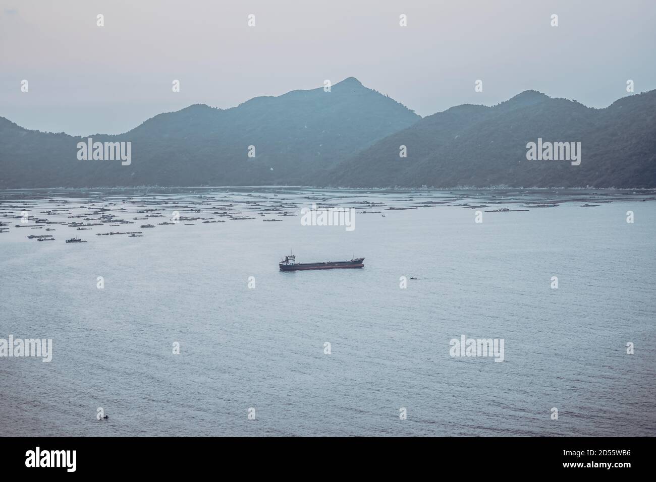 Nature evening dusk landscape sea panorama horizon over water ripple ...
