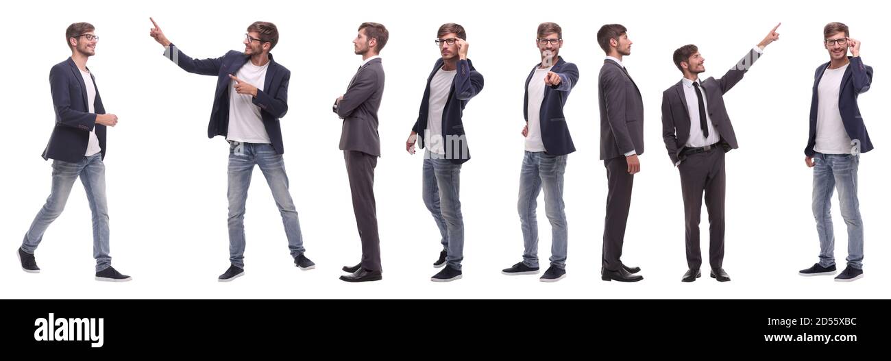 panoramic photo collage engineer architect isolated on white Stock ...