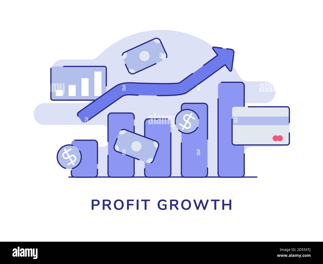 Growth profit concept bar chart arrow positive trend white isolated ...
