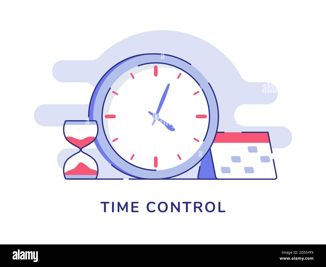 Time control concept clock hourglass calendar white isolated background ...