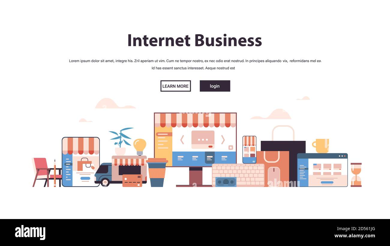 online shopping web application internet business icons set e-commerce ...