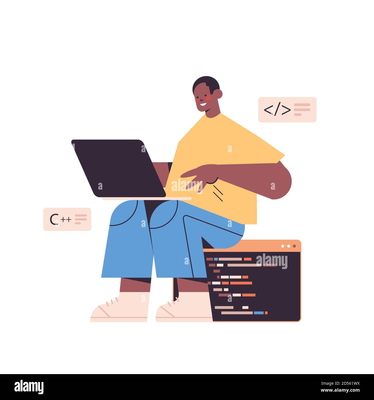 Web Developer Using Laptop Creating Program Code Development Of Software And Programming Concept