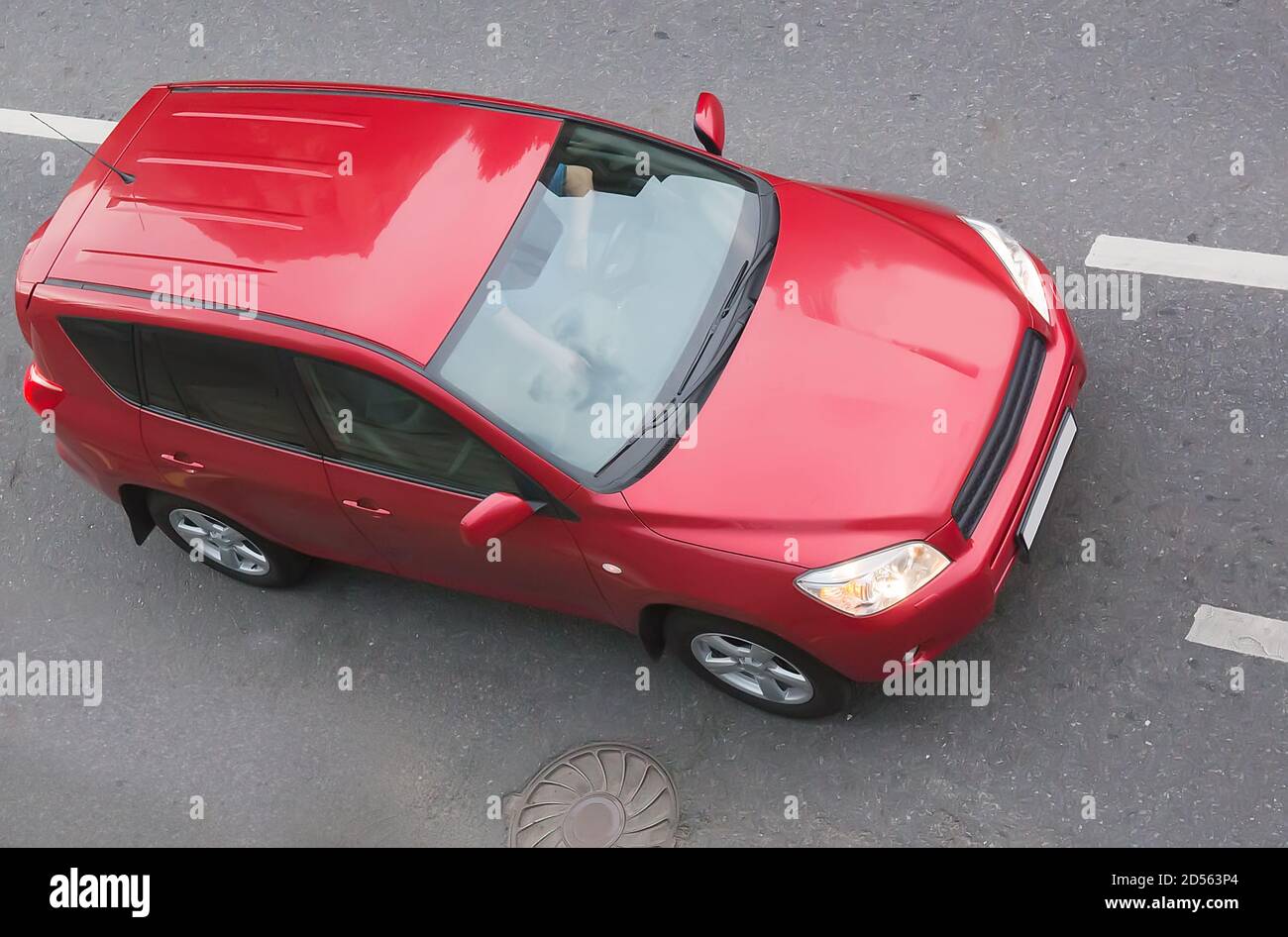 car goes on highway top view Stock Photo - Alamy