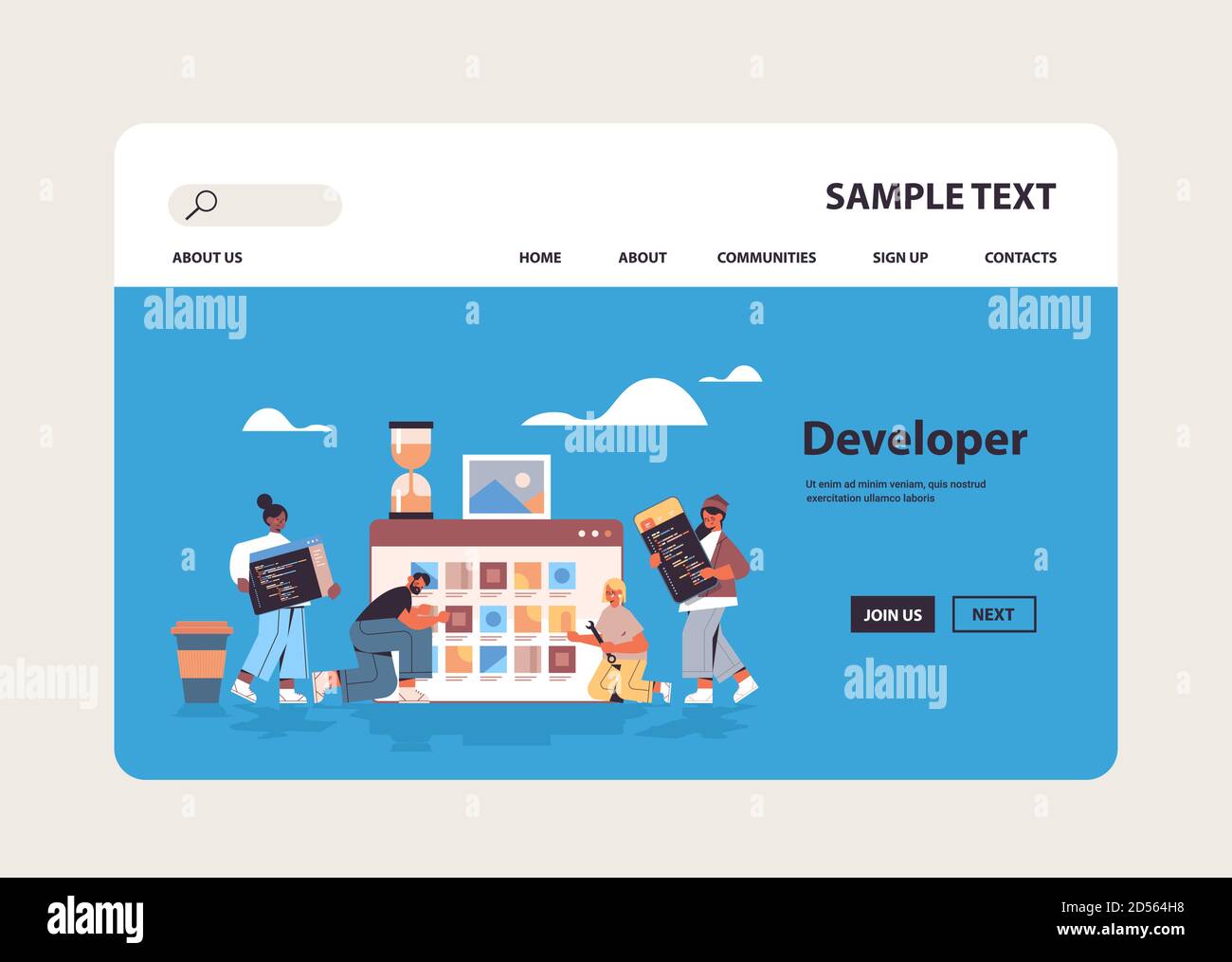 Mix Race Web Developers Testing New App Features Coding Together Application Development