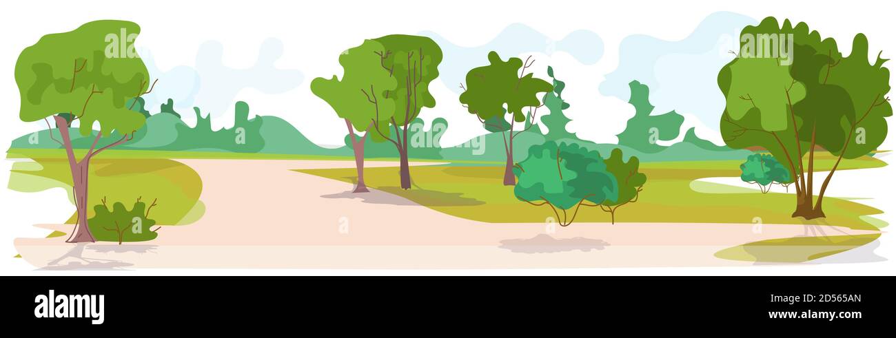 no people beautiful summer park landscape background horizontal vecctor ...
