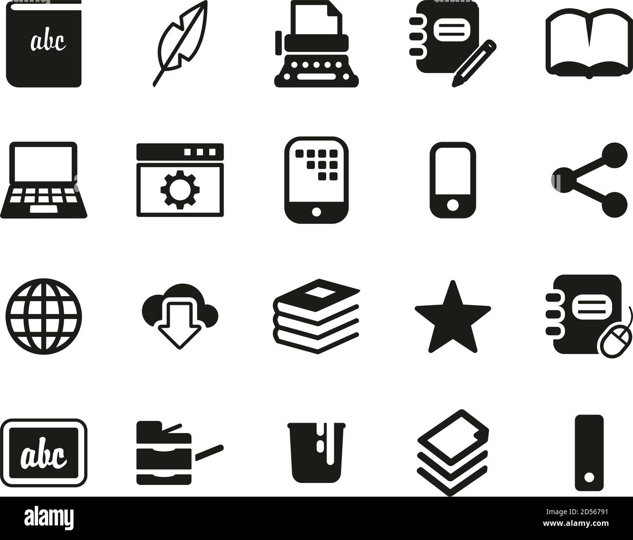 Book Publishing Icons Black & White Set Big Stock Vector Image & Art ...