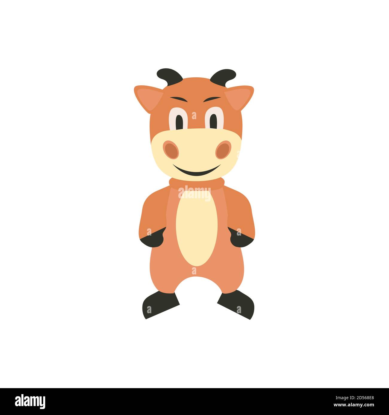 Cute cartoon bull with a smile. Vector illustration of an animal ...