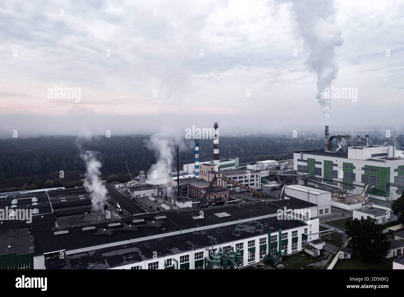 industrial factory polluting the atmosphere with emissions Stock Photo ...