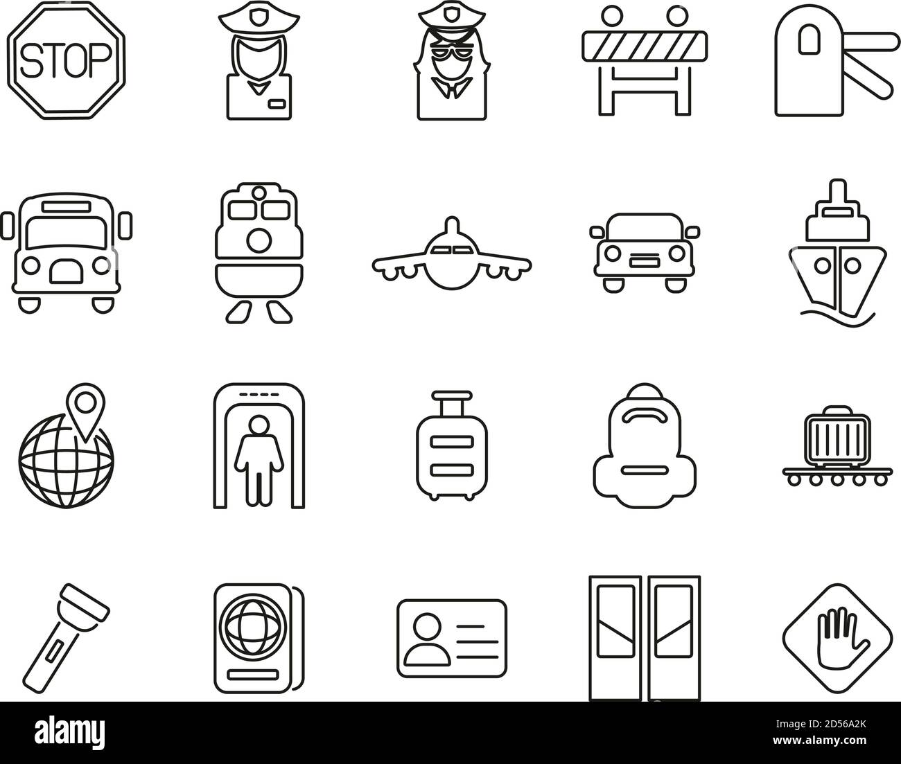 Border Crossing Icons Thin Line Set Big Stock Vector Image & Art - Alamy