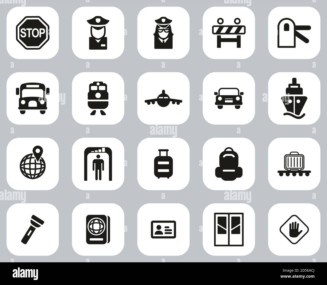 Border Crossing Icons Black & White Flat Design Set Big Stock Vector Image & Art - Alamy
