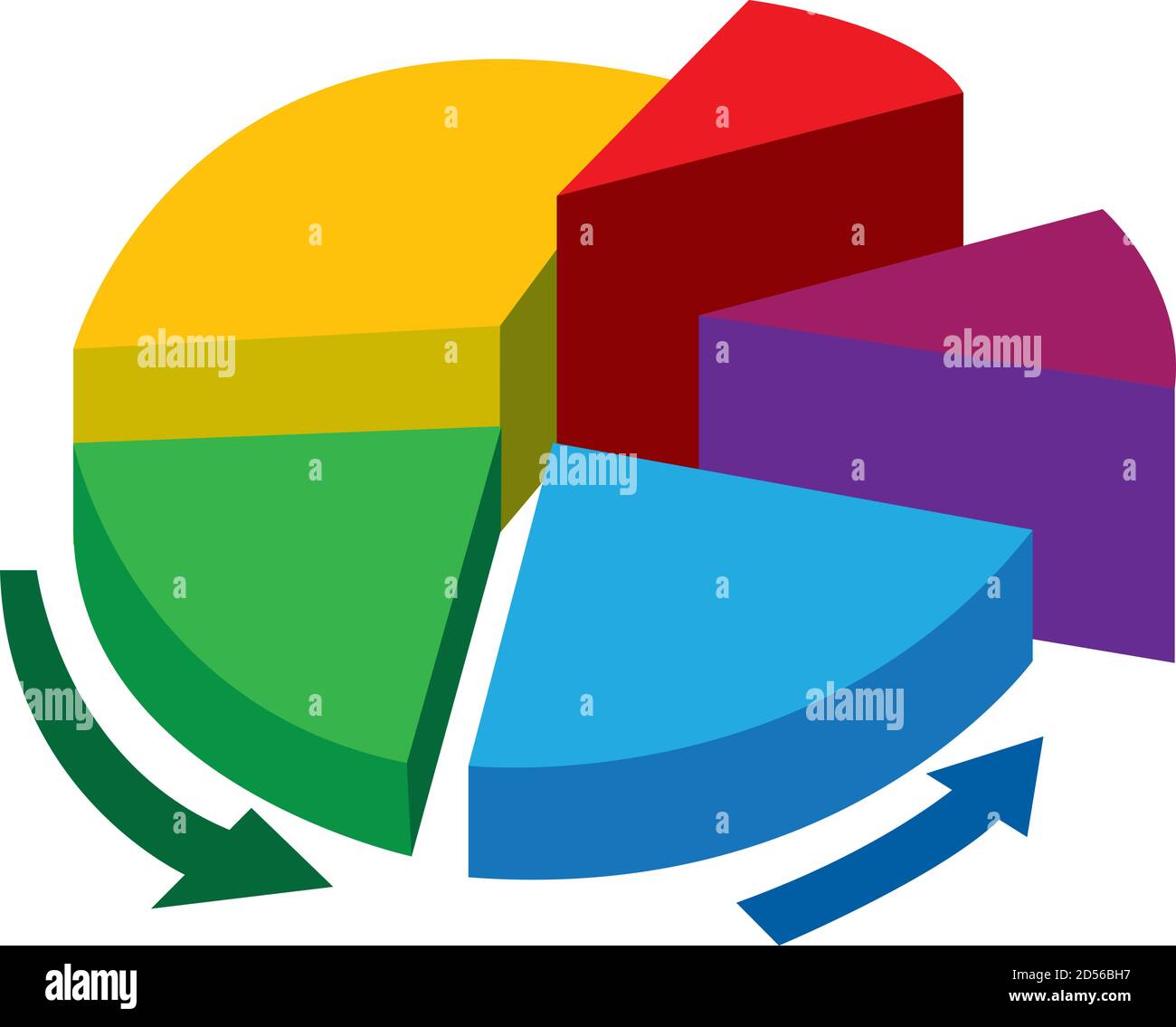 Vector illustration of a pie chart with five colors Stock Vector Image ...