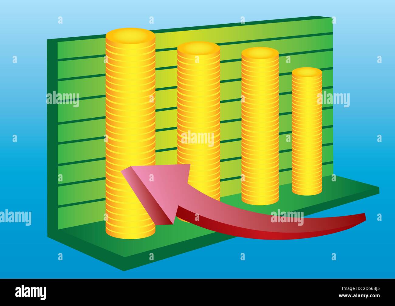Vector illustration of business charts using coins Stock Vector Image ...