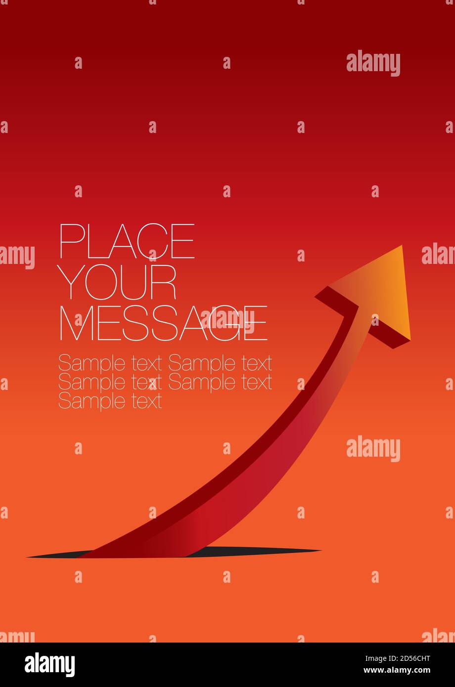 Vector illustration of Red background with arrow coming out of the ...