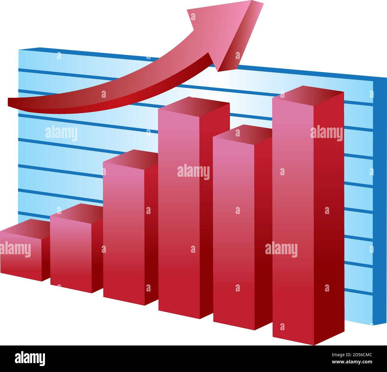 Vector illustration of business charts, showing growth with red arrow ...