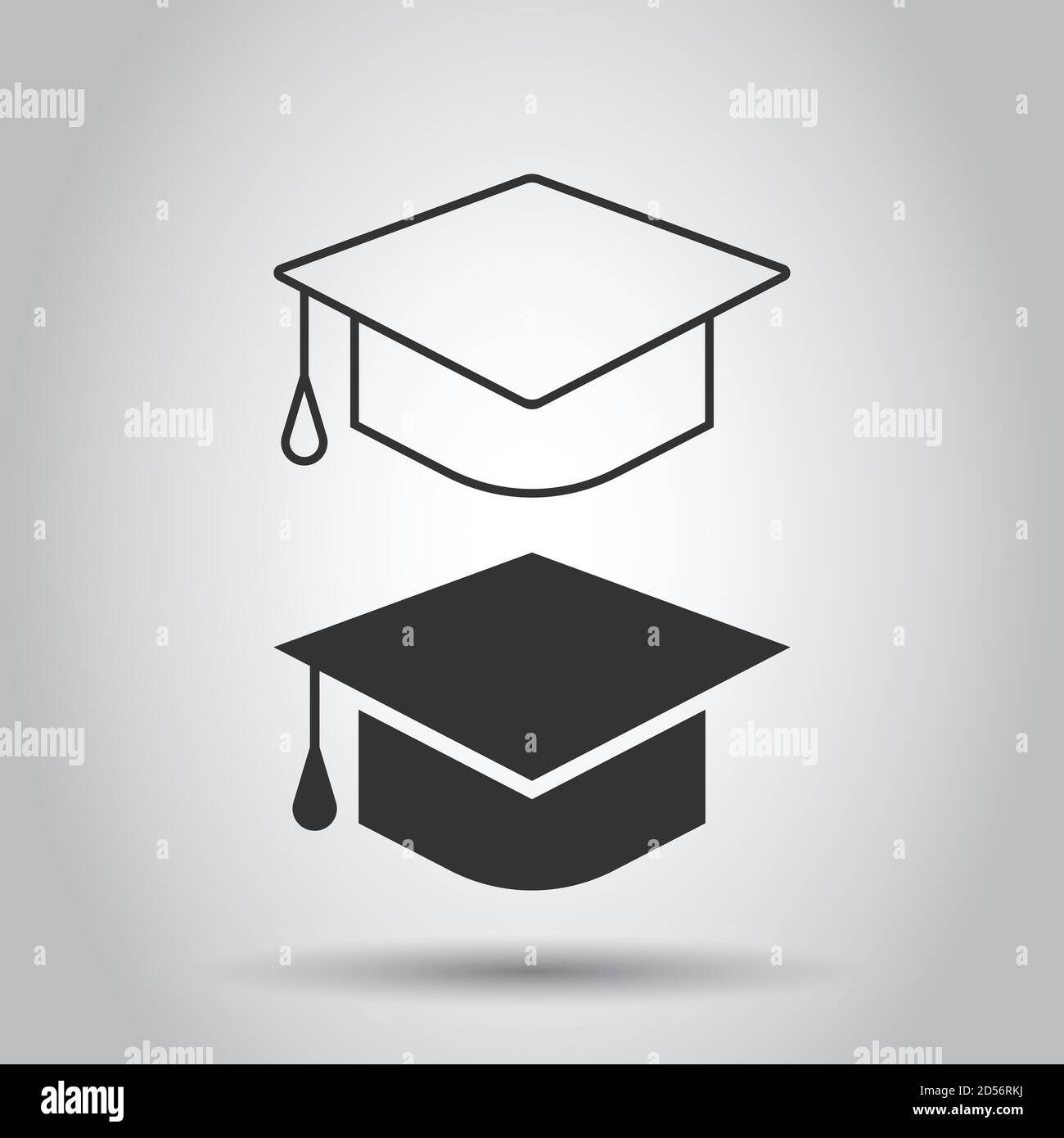 Graduation hat icon in flat style. Student cap vector illustration on ...