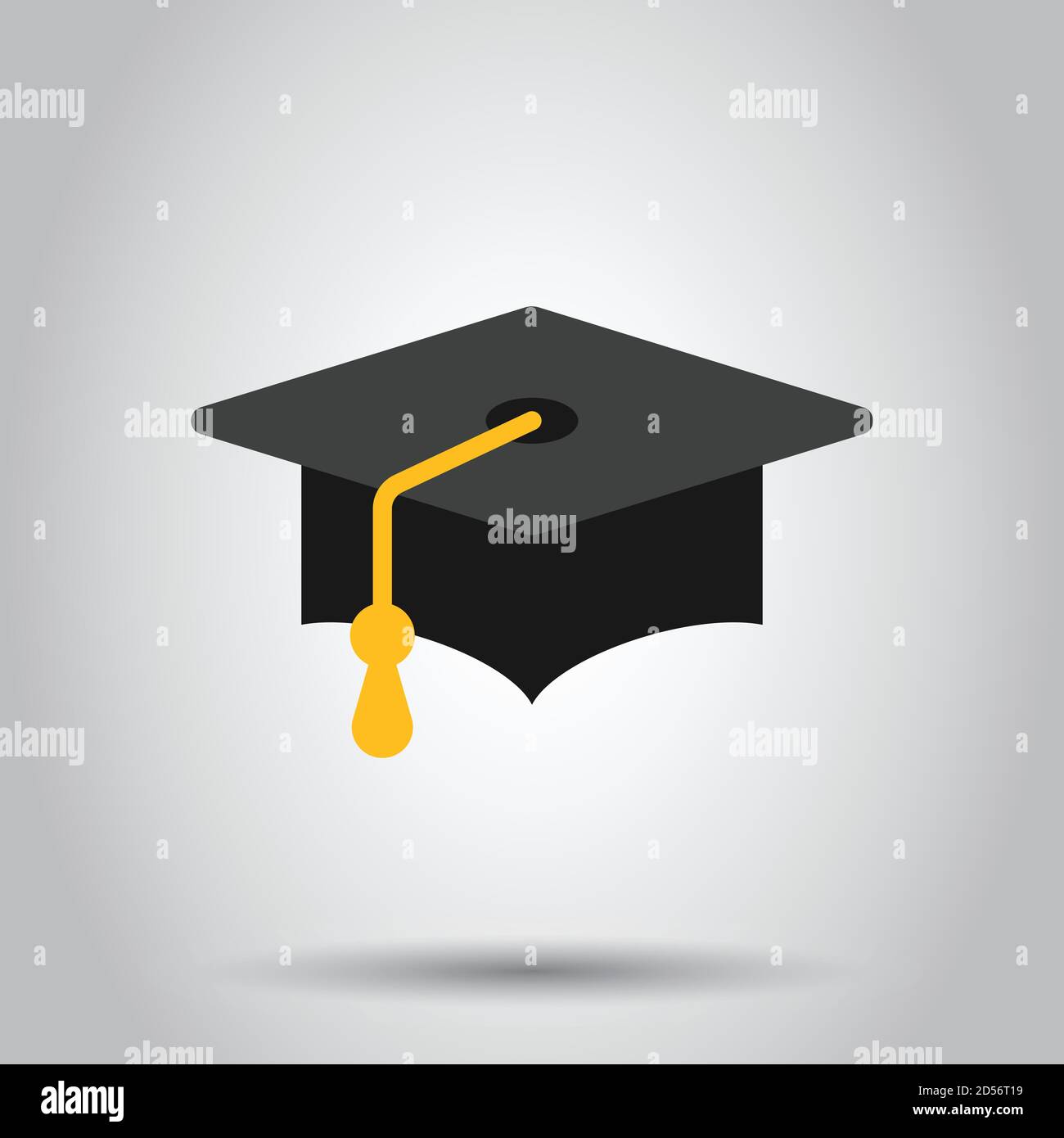 Graduation hat icon in flat style. Student cap vector illustration on ...