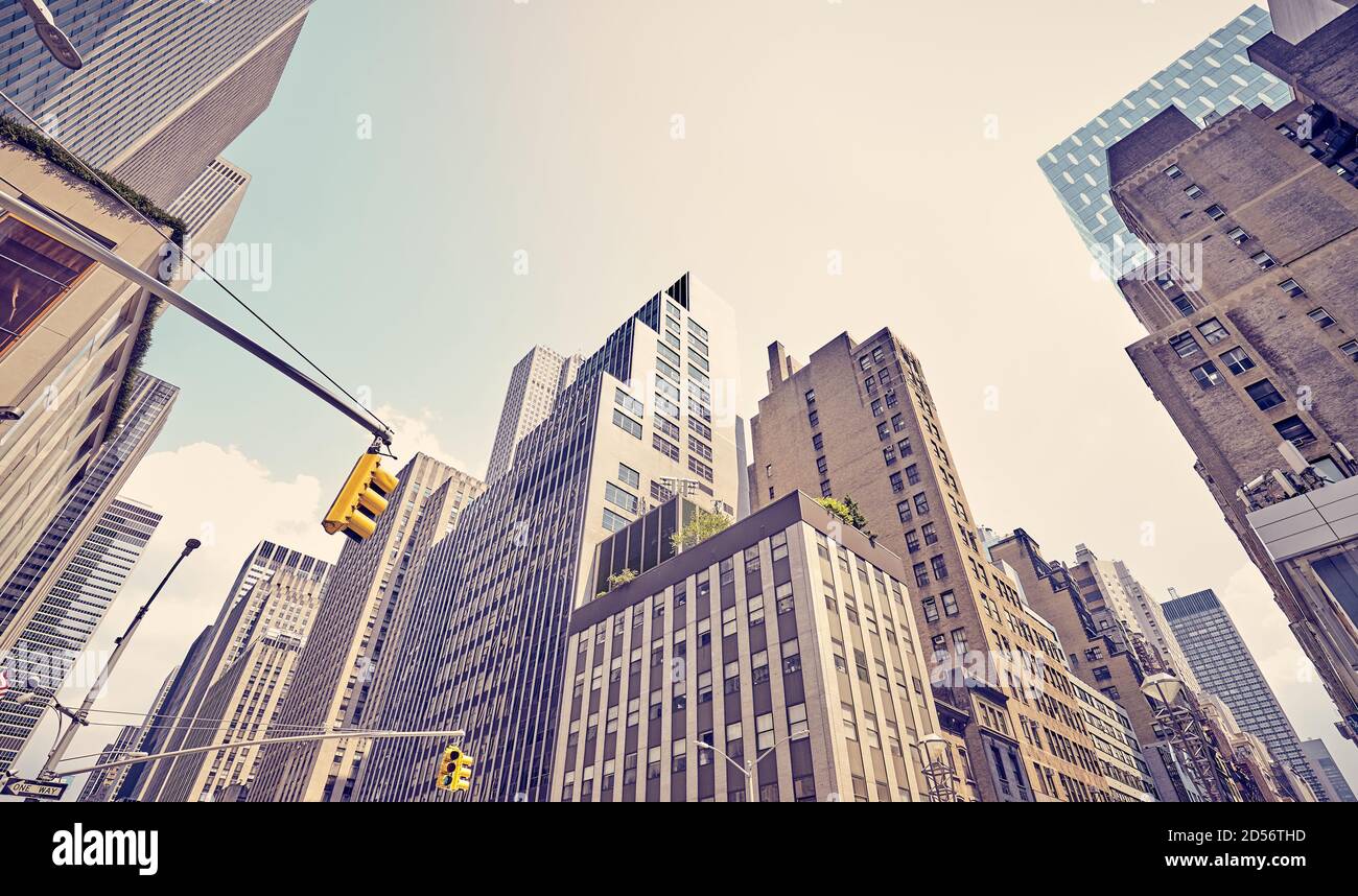 Color toned picture of Manhattan diverse architecture, New York City ...