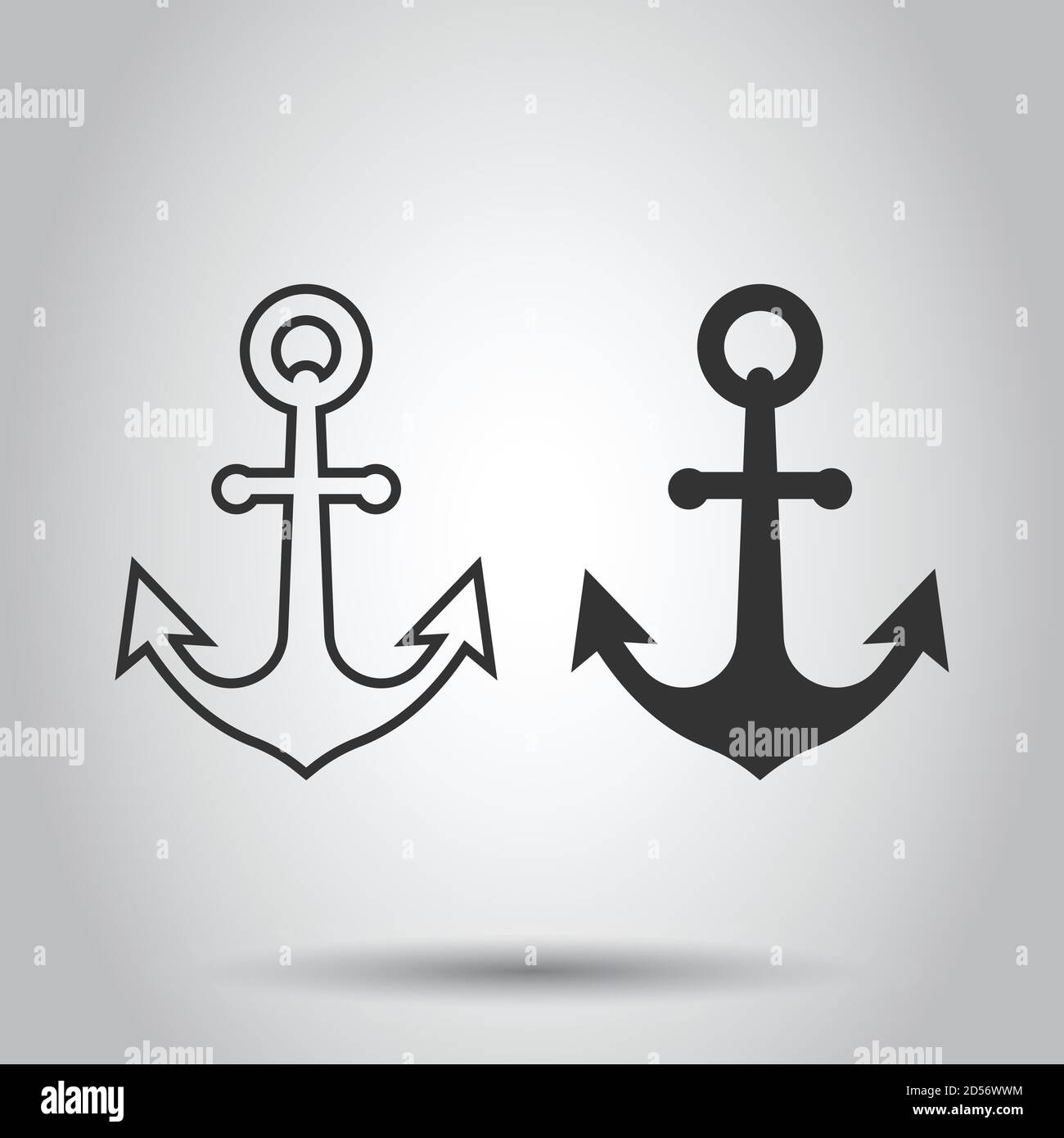 Boat anchor icon in flat style. Vessel hook vector illustration on ...
