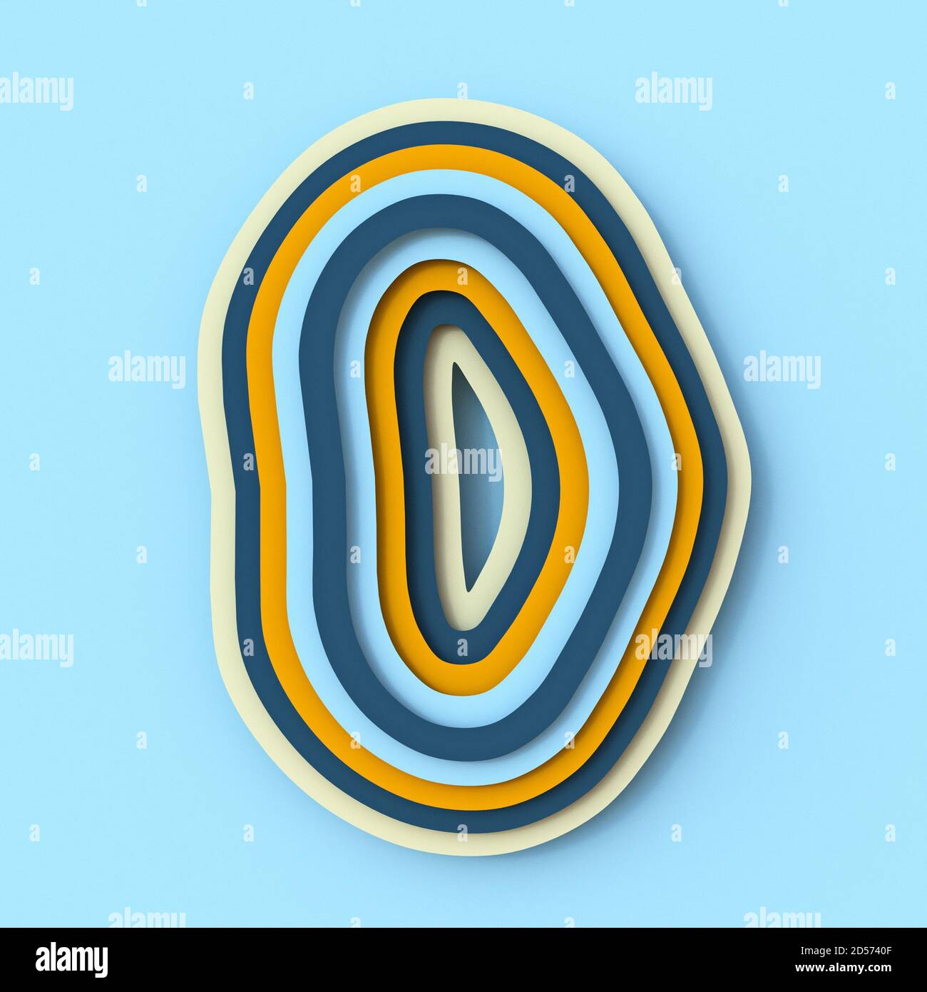 Colorful paper layers font Number 0 ZERO 3D render illustration ...