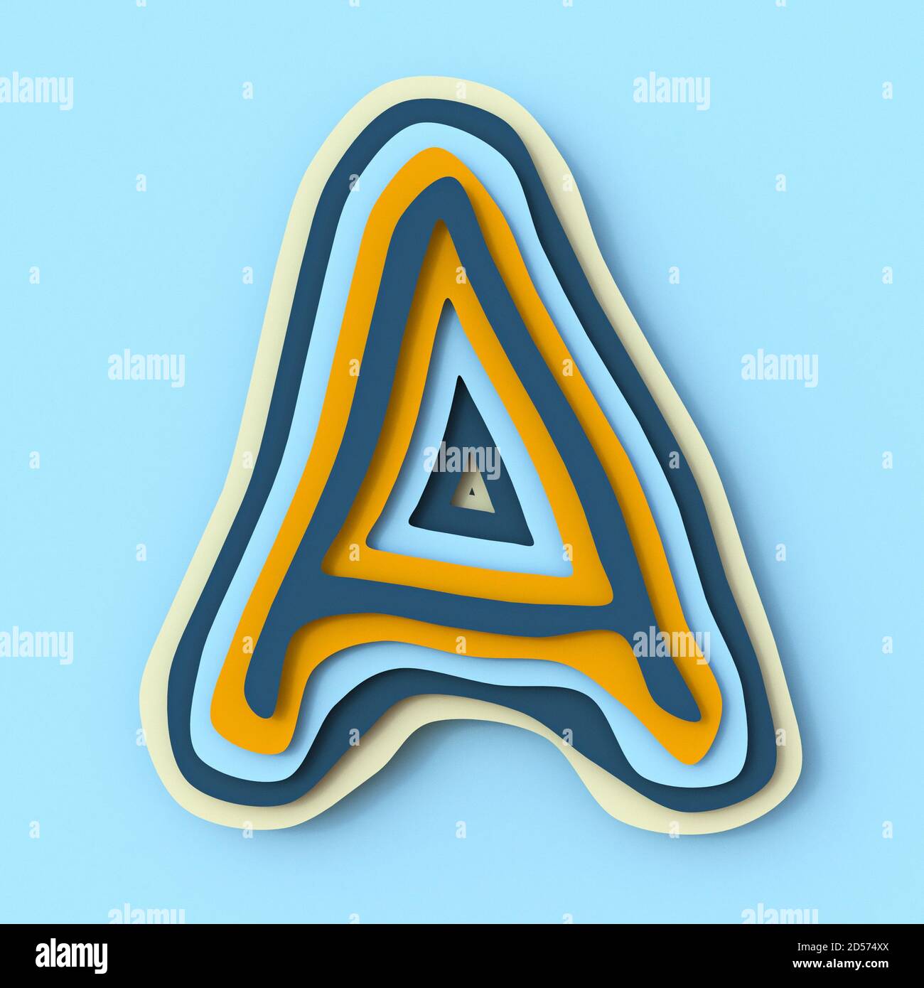 Colorful paper layers font Letter A 3D render illustration isolated on ...