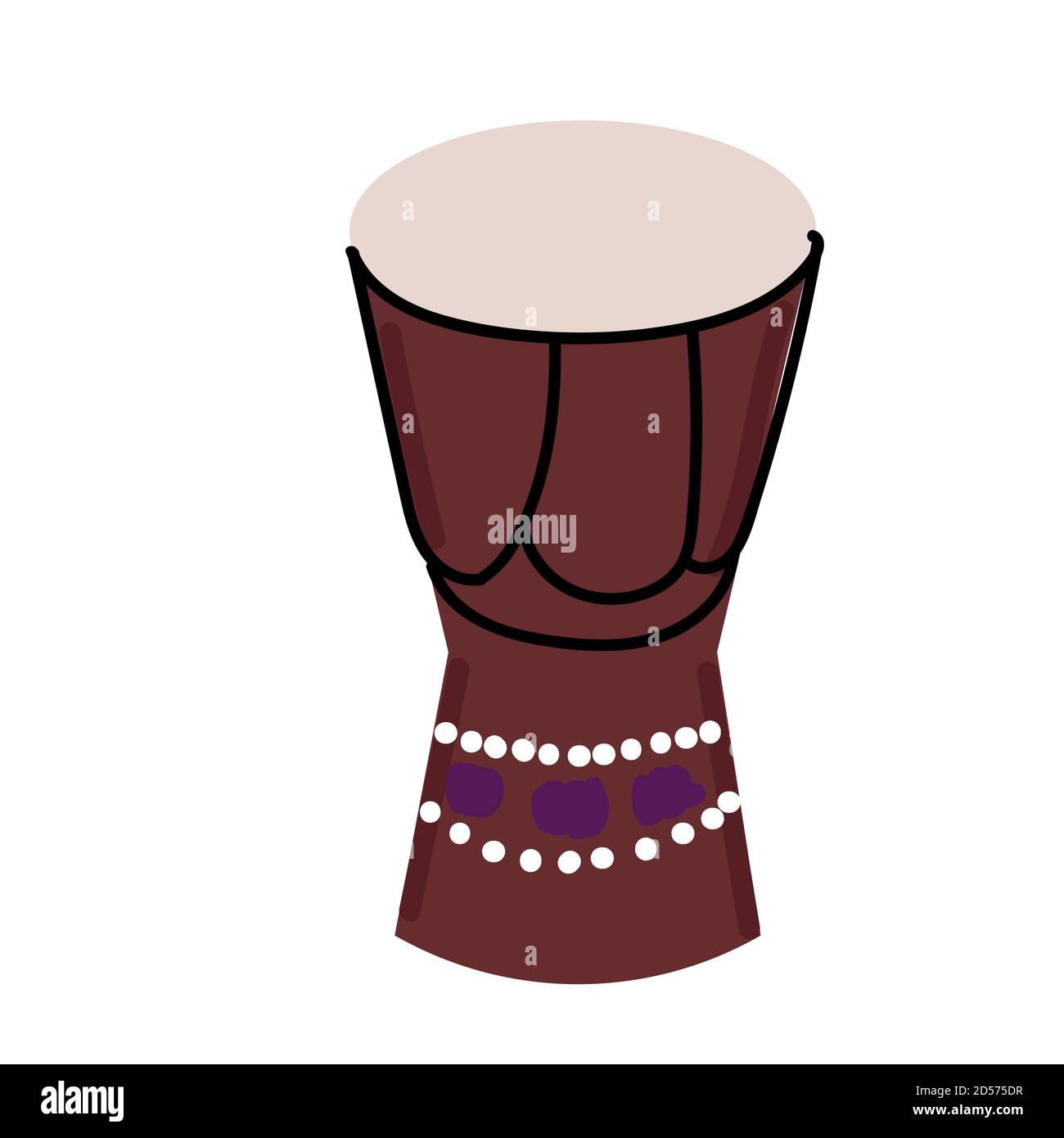 Turkish bass drum with colored decorations. Hand drawn vector ...