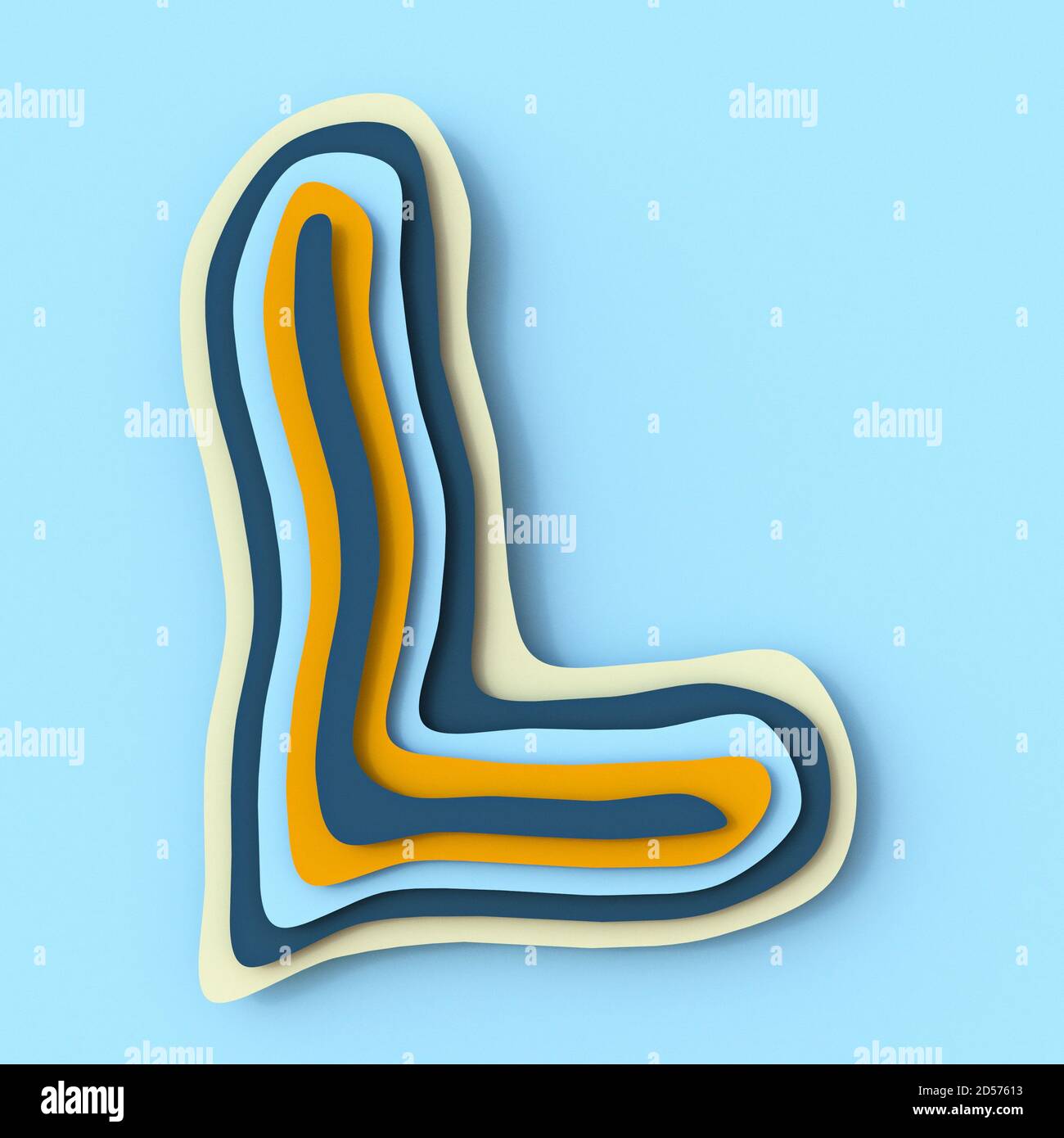 Colorful paper layers font Letter L 3D render illustration isolated on ...