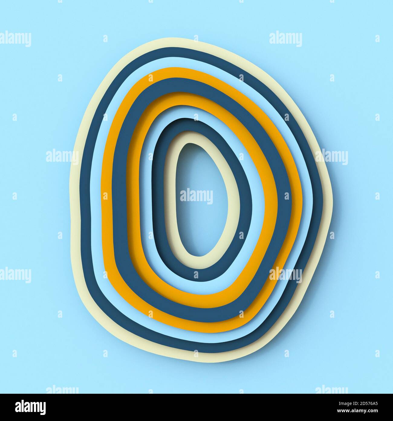 Colorful paper layers font Letter O 3D render illustration isolated on ...