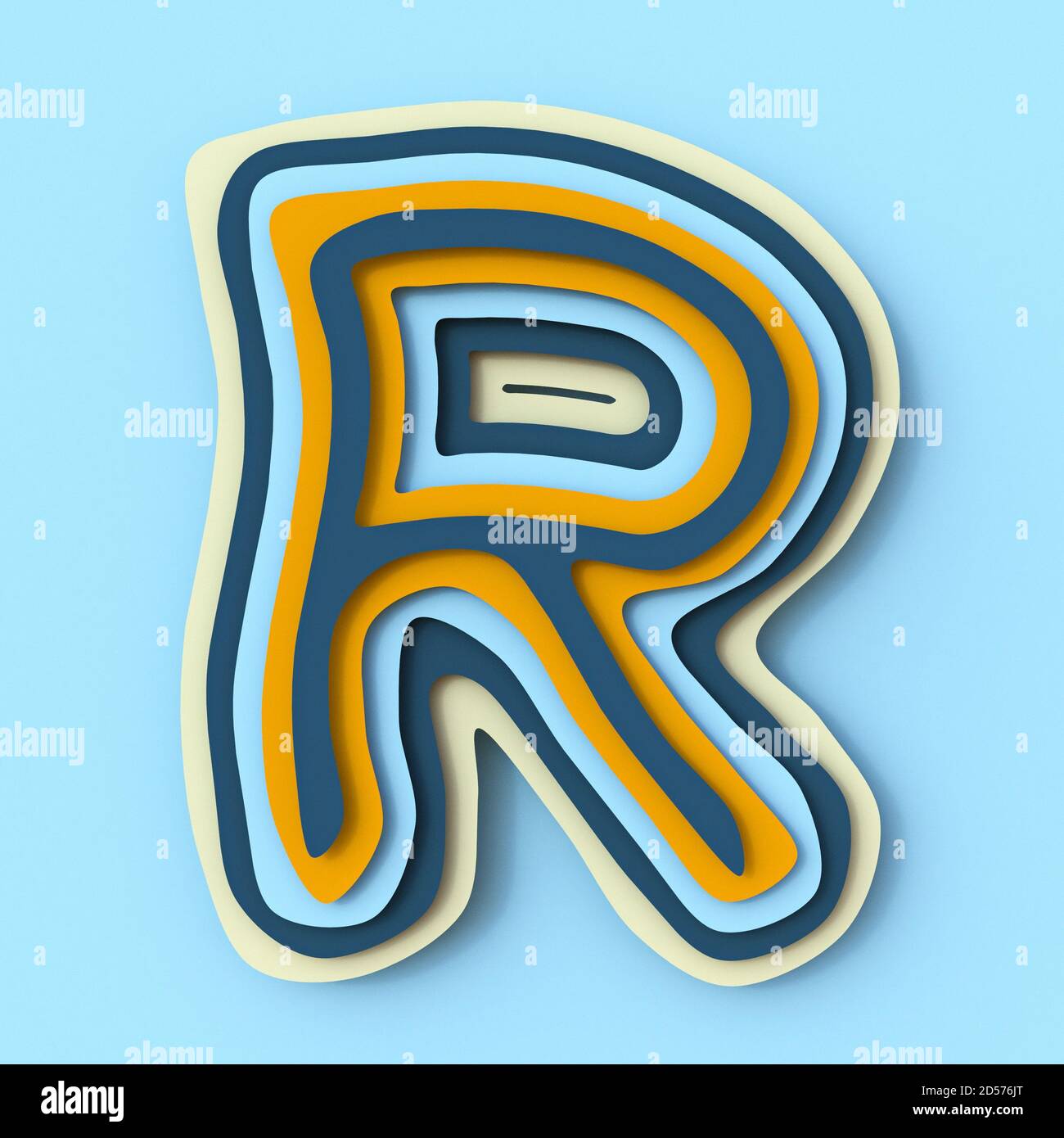 Colorful paper layers font Letter R 3D render illustration isolated on ...