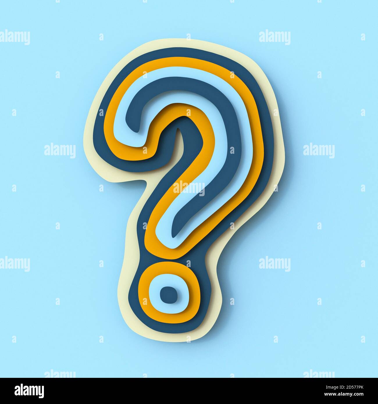 Colorful paper layers font question mark 3D render illustration ...