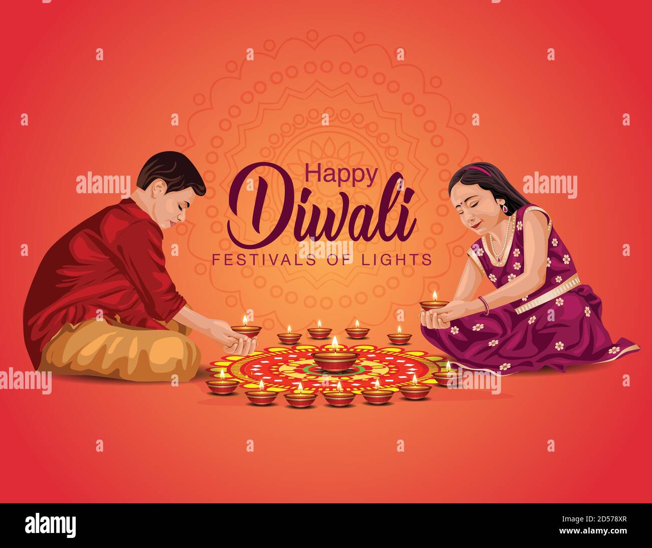 happy Diwali greetings vector illustration. illustration of children's ...