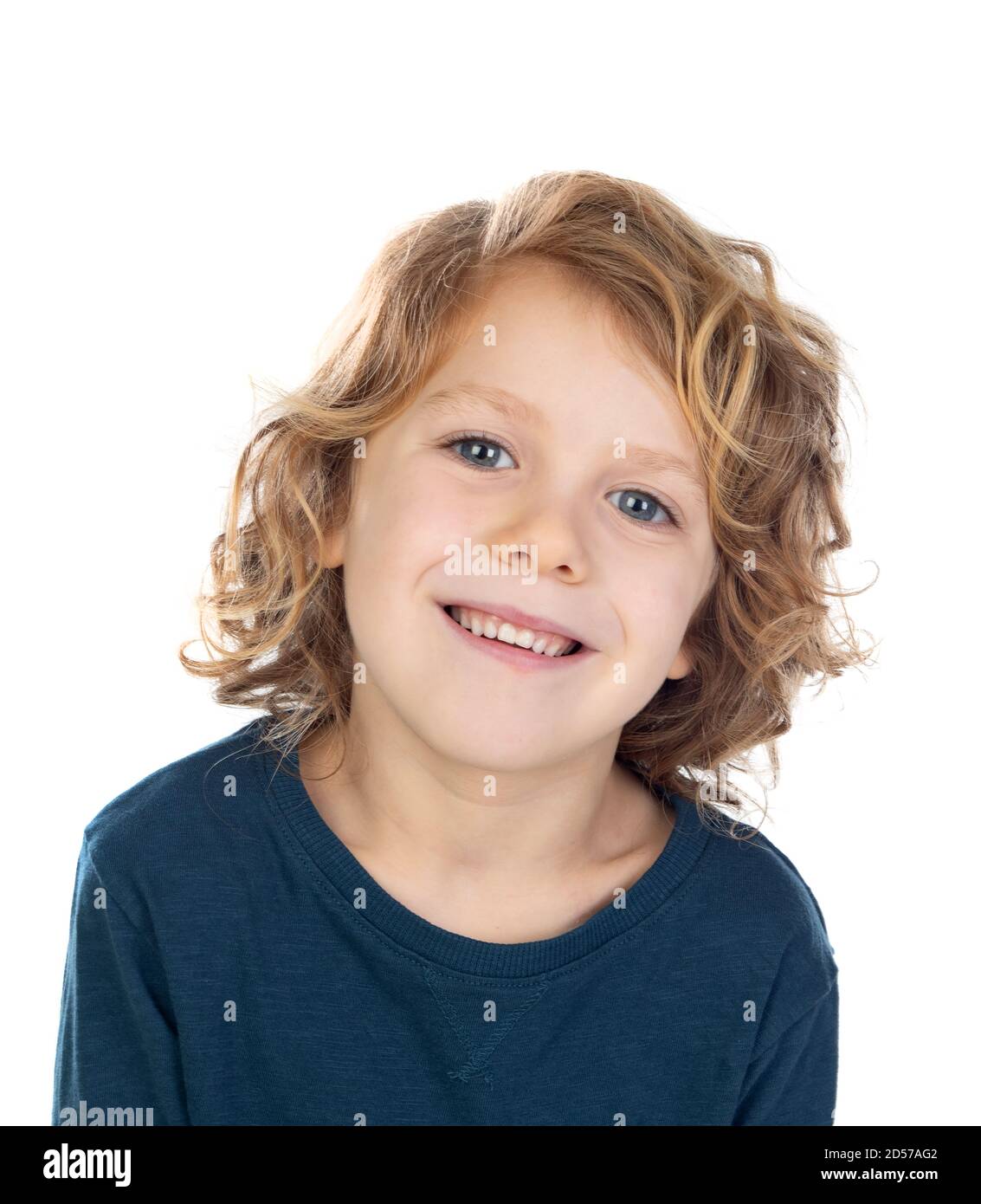 Happy blond kid isolated on a white background Stock Photo - Alamy