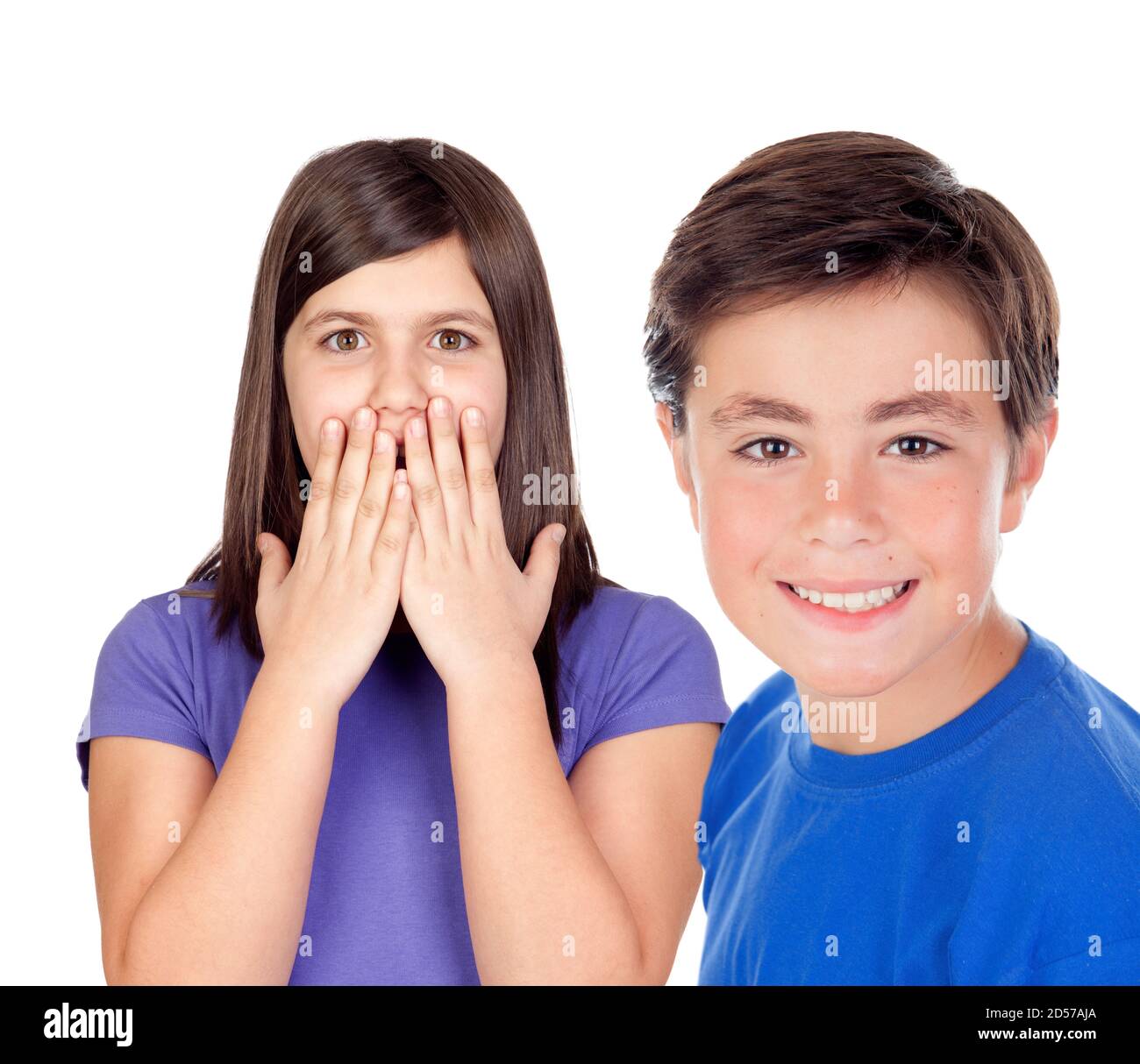 Surprised children isolated on a white background Stock Photo - Alamy