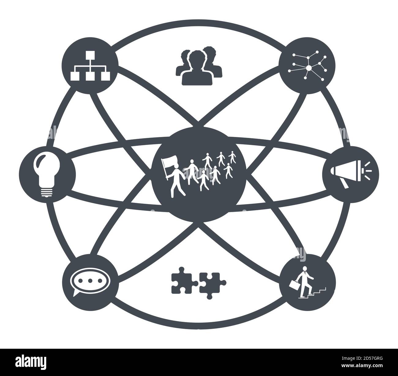 Concept of leadership with connected icons Stock Photo - Alamy