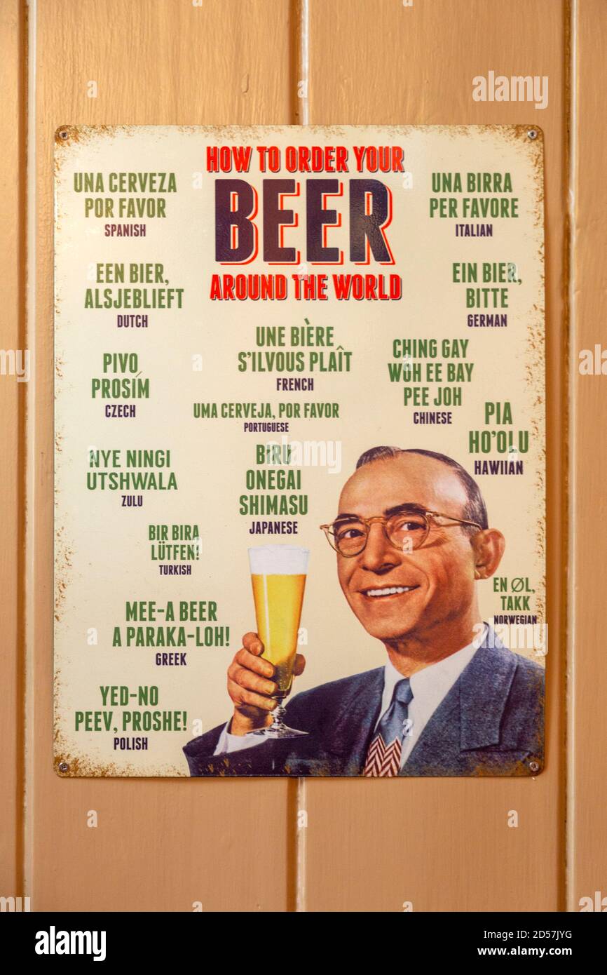 Old metal poster 'How to Order Beer around the world' different ...