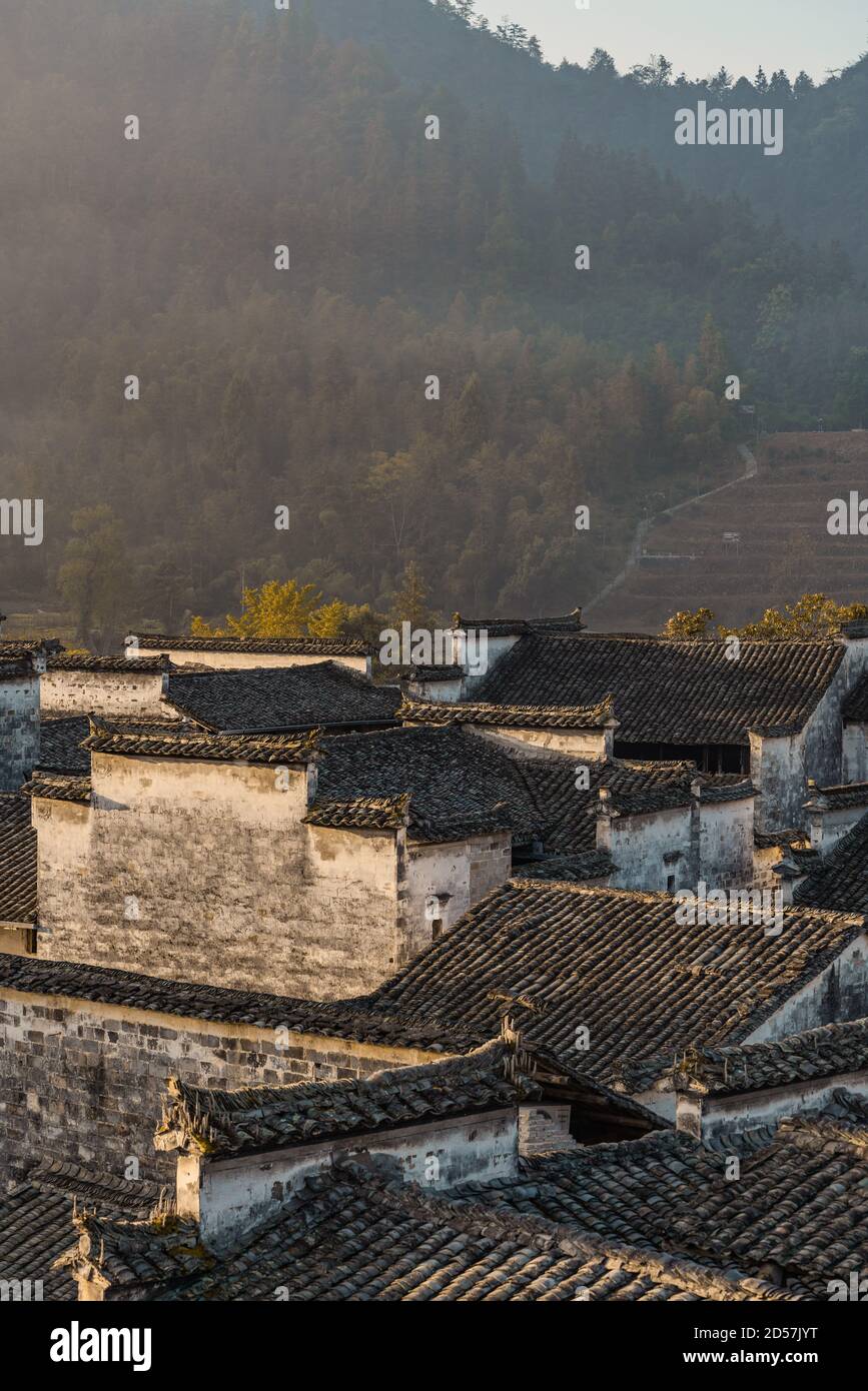 Sunrise view of the architectures in Xidi village,a historic Chinese ...