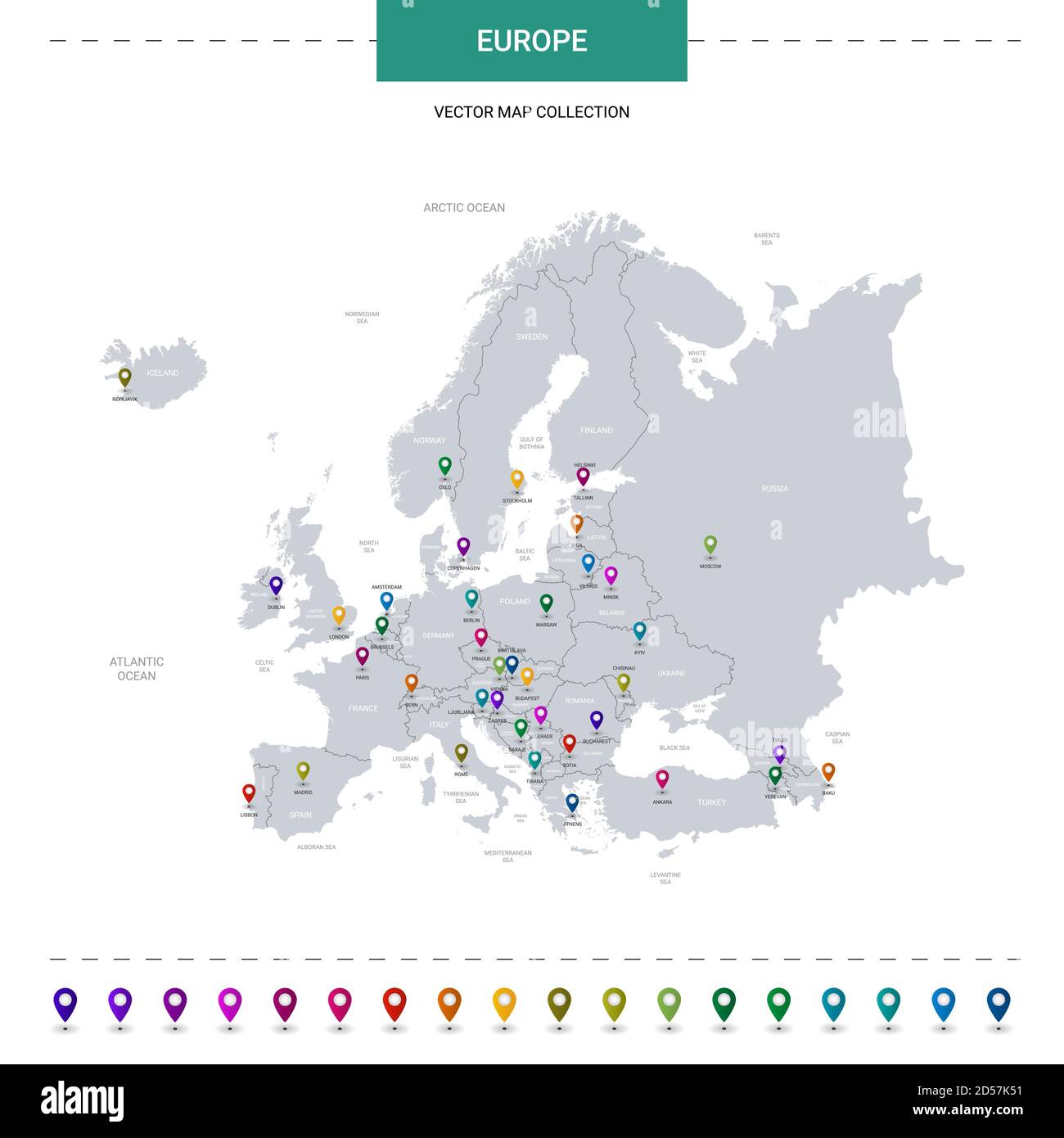 Europe map with location pointer marks. Infographic vector template ...