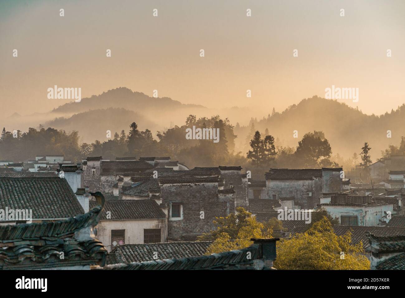 Sunrise view of the architectures in Xidi village,a historic Chinese ...