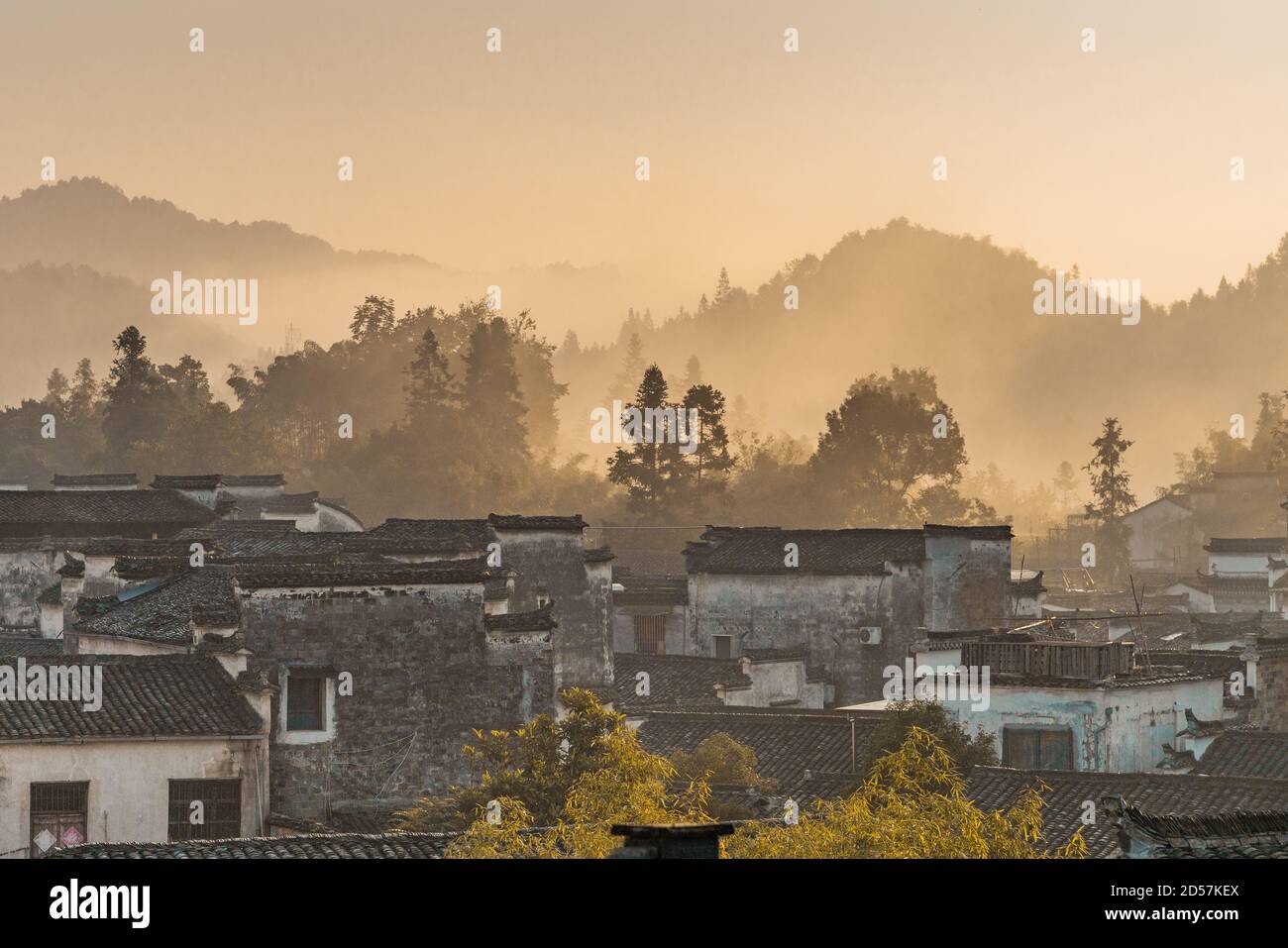 Sunrise view of the architectures in Xidi village,a historic Chinese ...