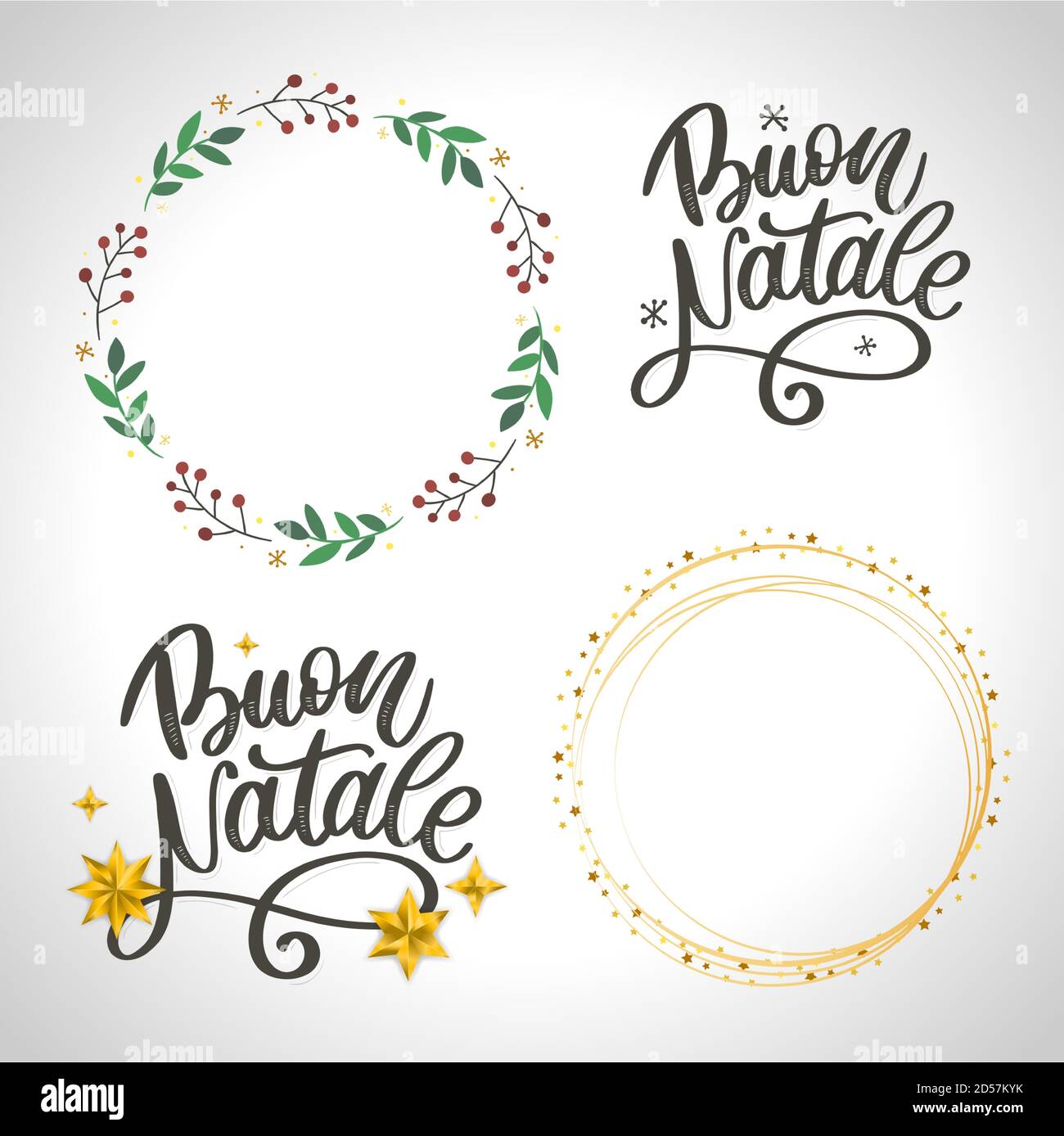 Buon Natale. Merry Christmas Calligraphy Template in Italian. Greeting ...