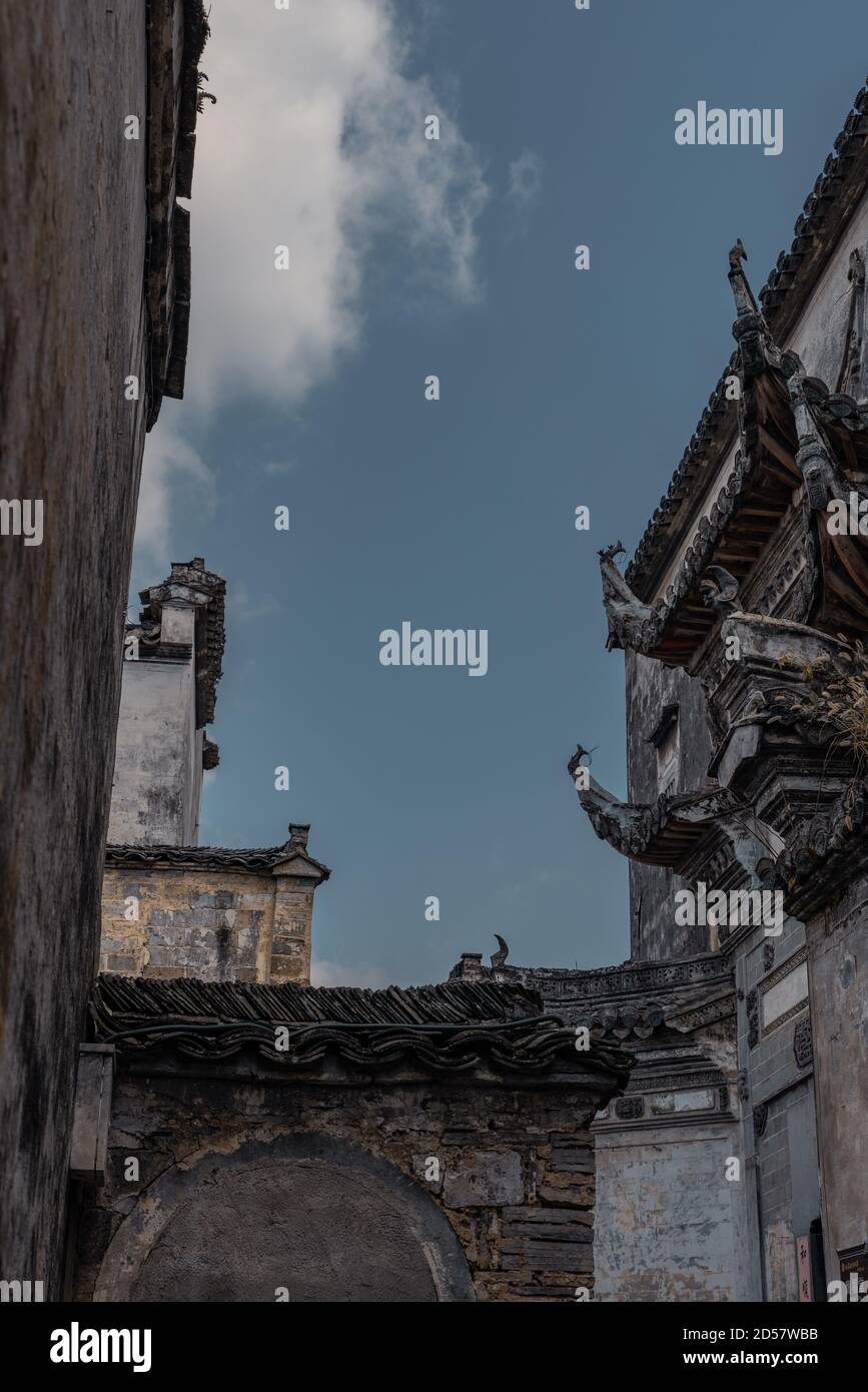 Detail view of the traditional architecture in Xidi village, China ...